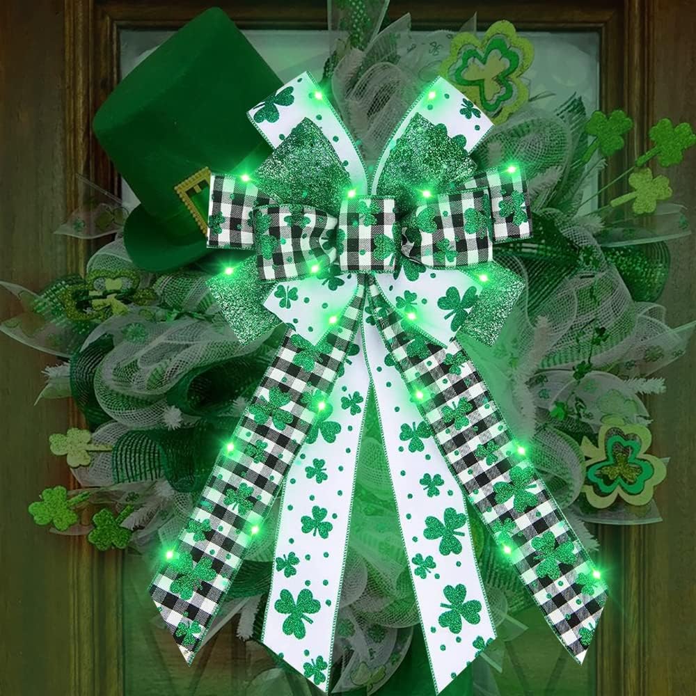 Amazon.com: ALIBBON Large LED St. Patrick's Day Bows for Wreaths, St ...