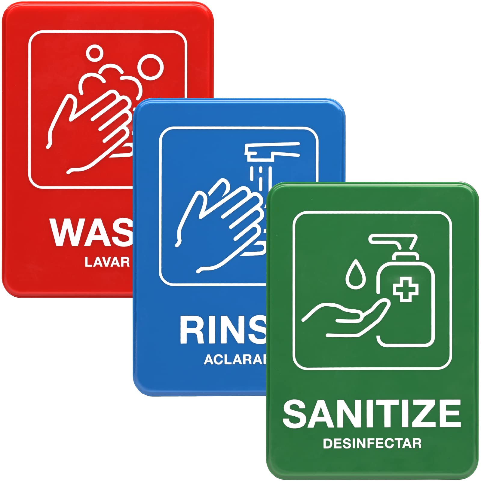 Amazon.com: Excello Global Products Wash, Rinse, Sanitize Signs 5" x 7 ...