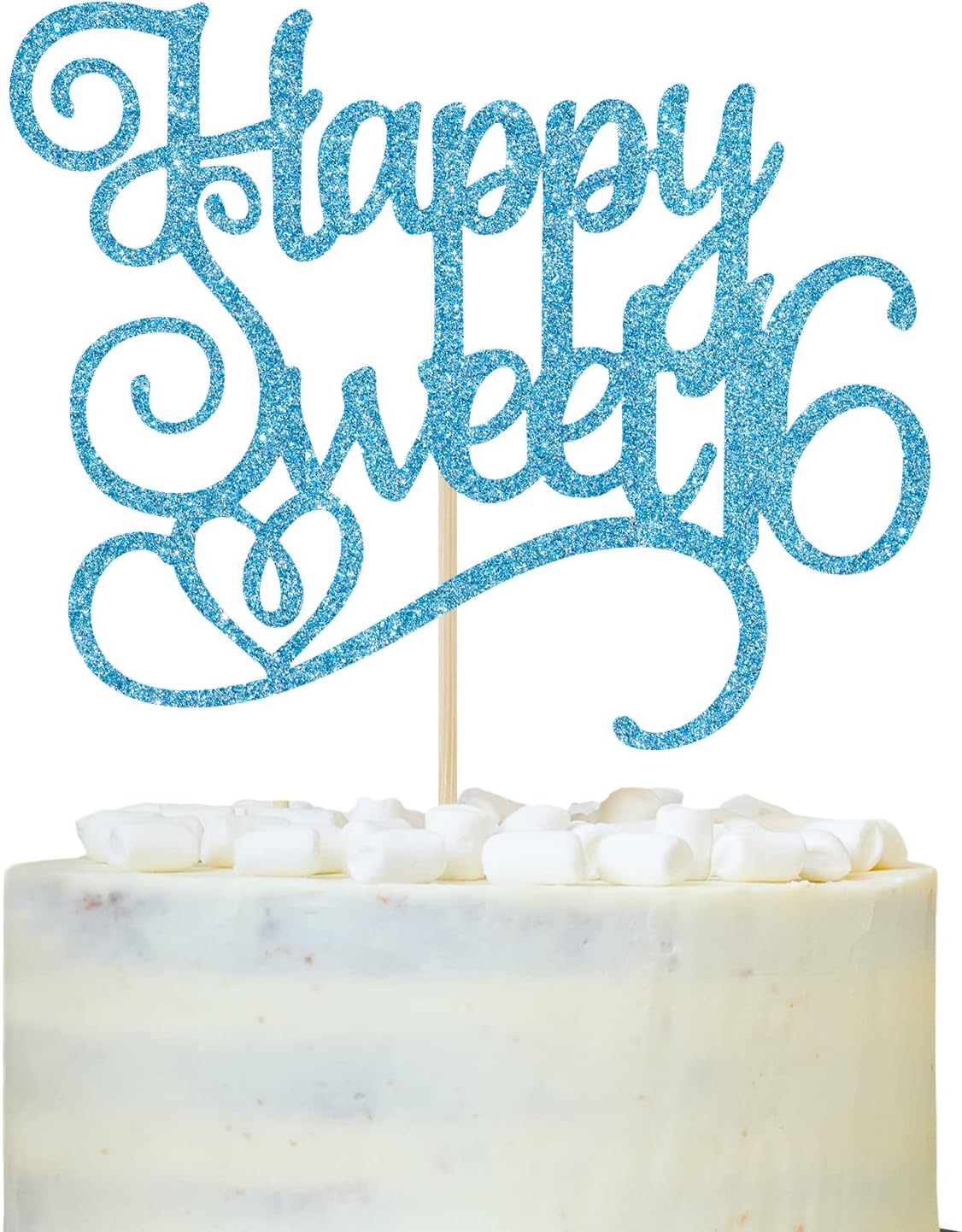 Amazon.com: LOVELY BITON Sweet 16 Cake Topper, Blue Glitter, Birthday ...