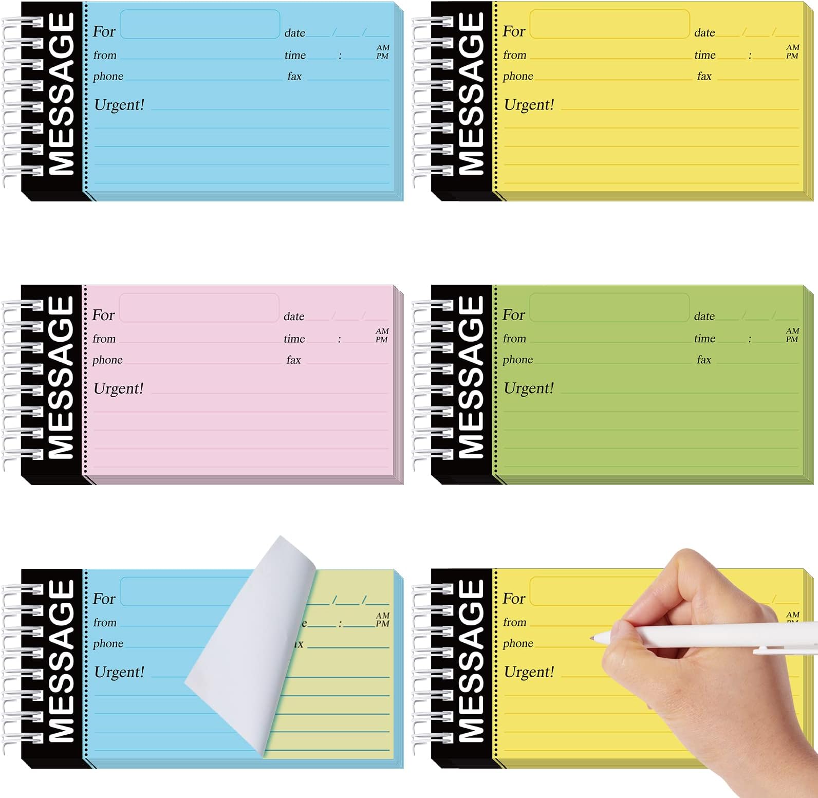 Amazon.com : Gueevin 4 Pcs 2 Part Carbonless Phone Message Book Spiral ...