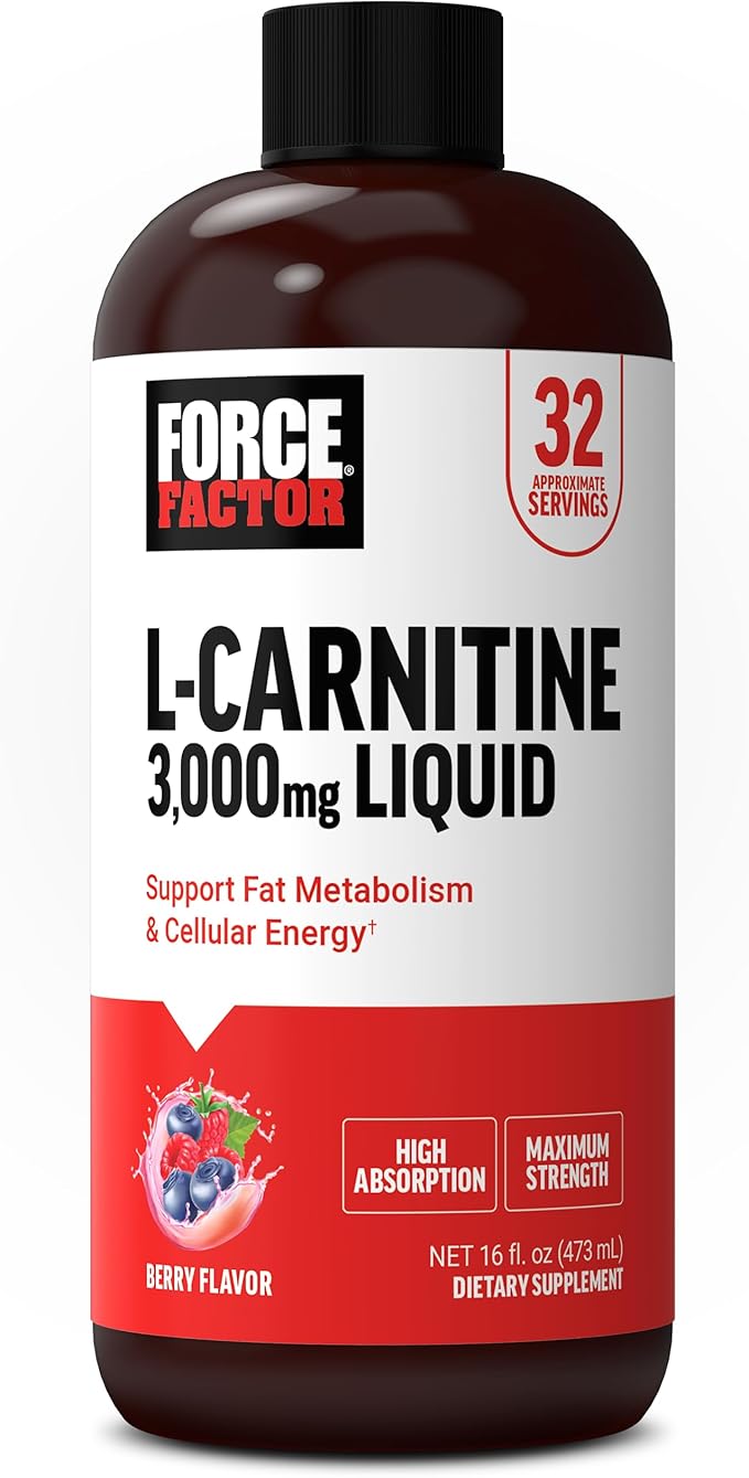 Amazon.com: Force Factor L-Carnitine Liquid 3000mg, Maximum Strength ...