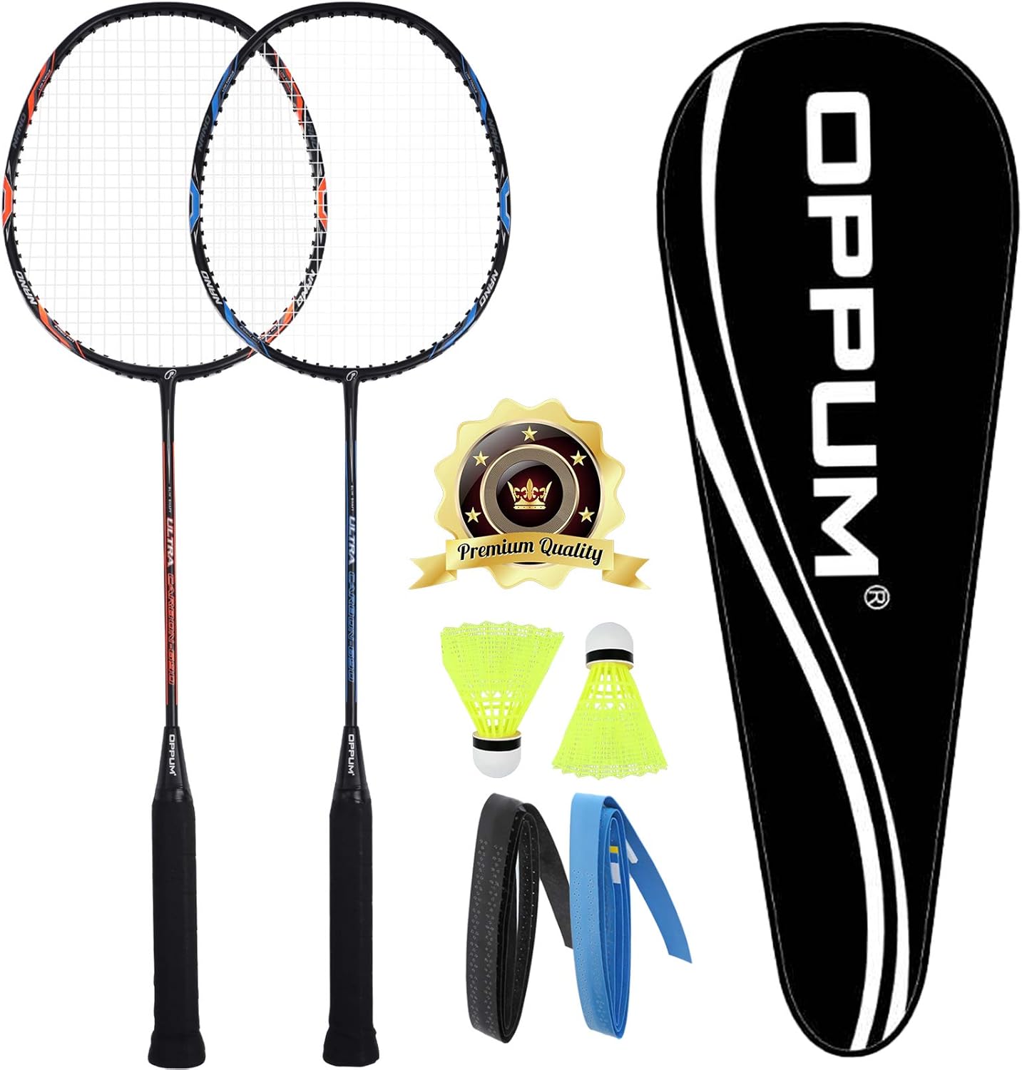 Amazon.com : OPPUM Carbon Fiber Composite 2 Player Badminton Racket ...