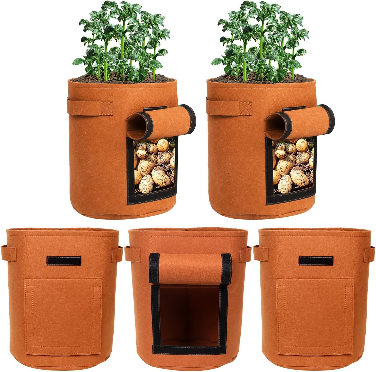 Amazon.com : Homehart 5-Pack 7 Gallon Grow Bags with Harvest Window ...
