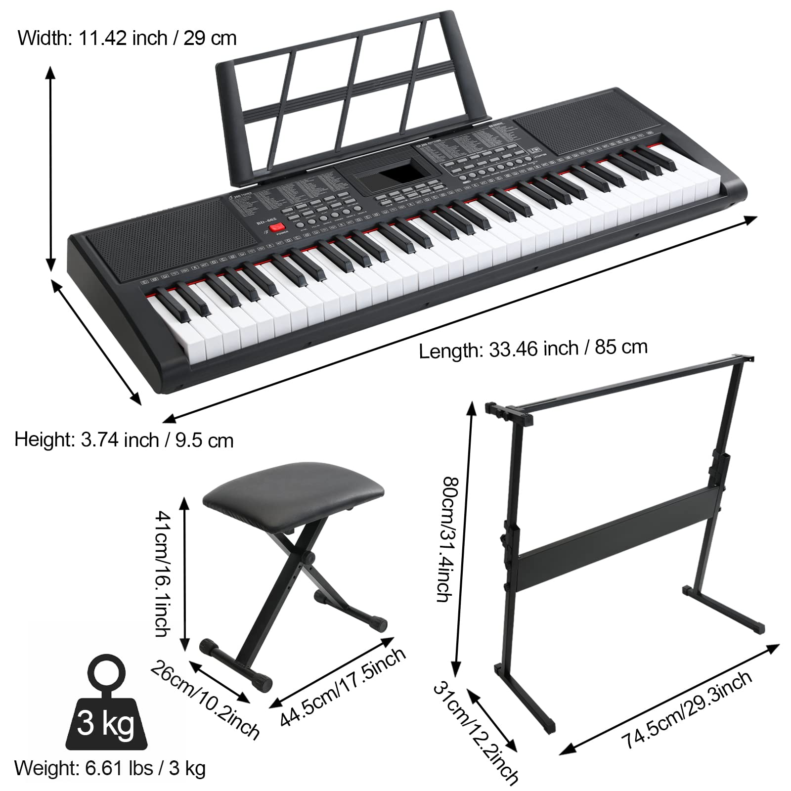 Snapklik.com : VEIYOUMO Keyboard Piano 61 Key, Electric Piano Keyboard ...