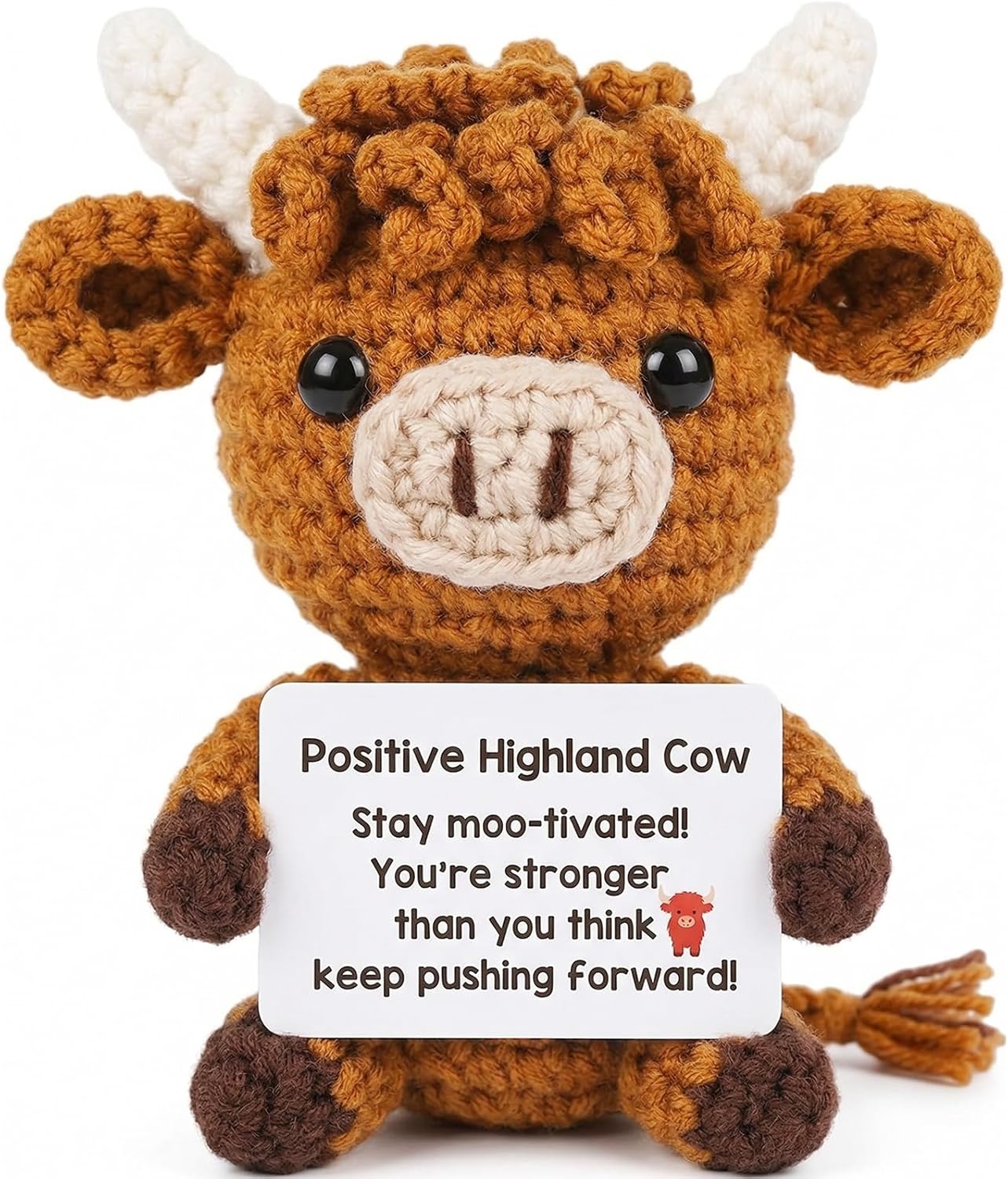Amazon.com: Vkeyinf Funny Positive Highland Cow, Cute Knitted Cow Doll ...