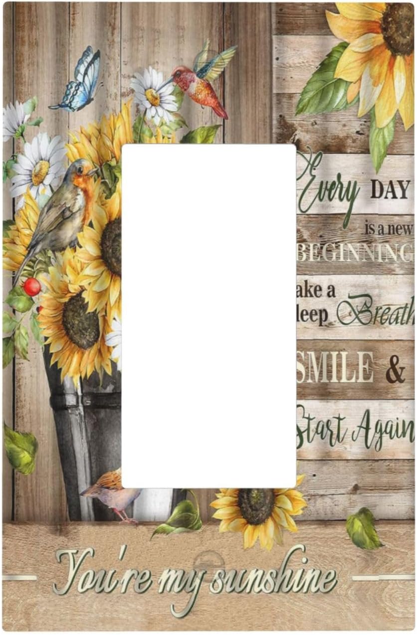 Sunflower 1 Gang Rocker Outlet Light Switch Wall Plate Cover Decorative ...