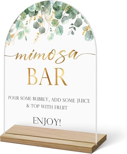Amazon.com: Mimosa Bar Sign, Acrylic Signs with Wood Stand for ...