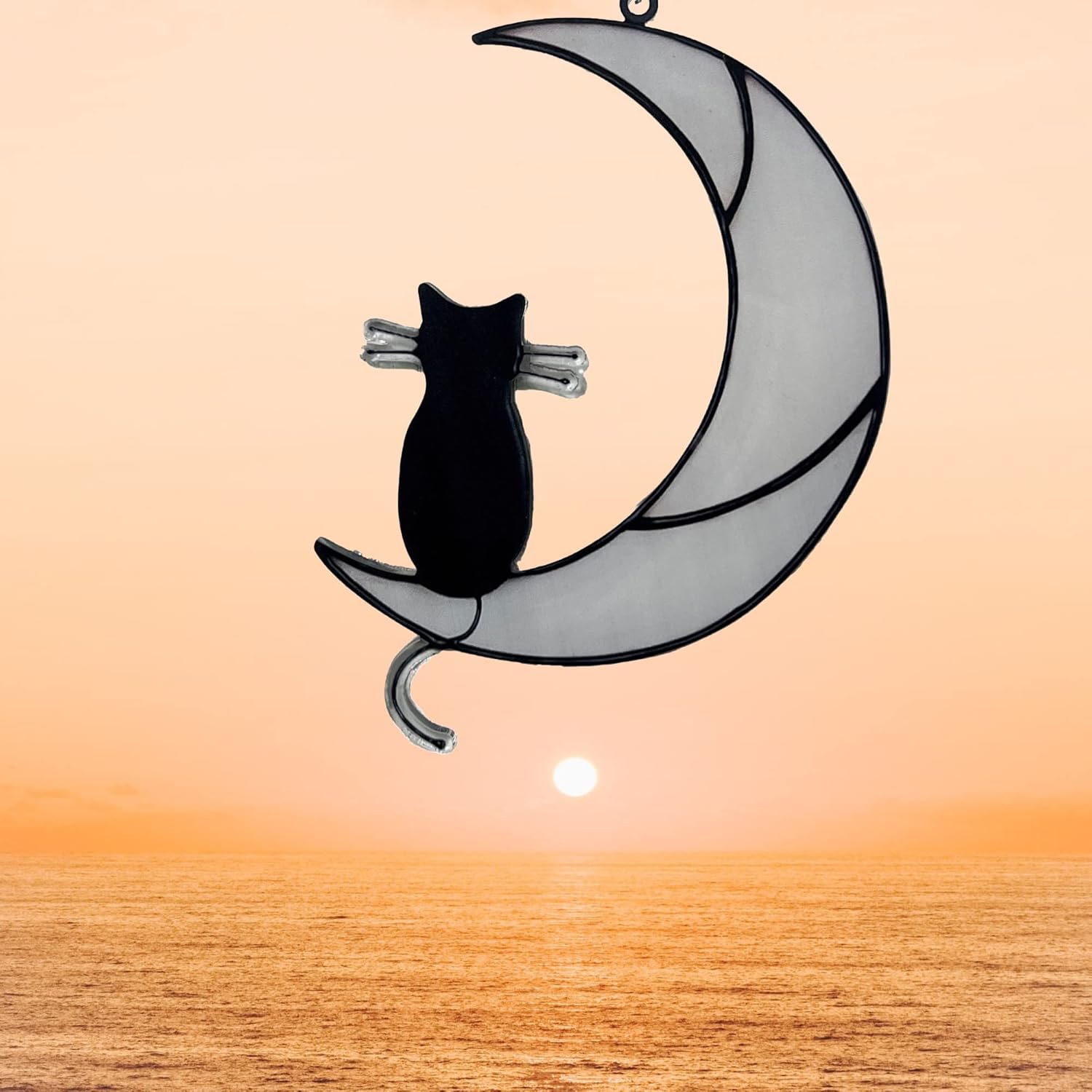 Amazon.com: Black Bearded Cat Suncatcher Garden Decor for Cat Lover ...