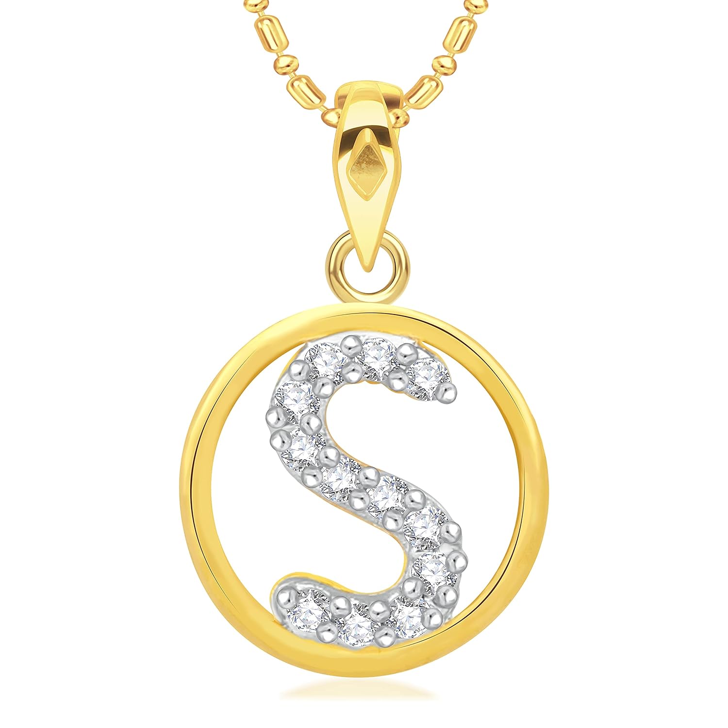 Buy VSHINE FASHION JEWELLERY Alphabet S Pendant initial Letter Cubic ...
