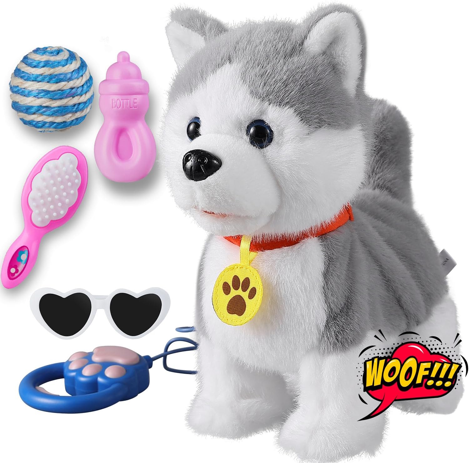 Amazon.com: Walking Barking Singing Husky Puppy Toy, Repeats What You ...