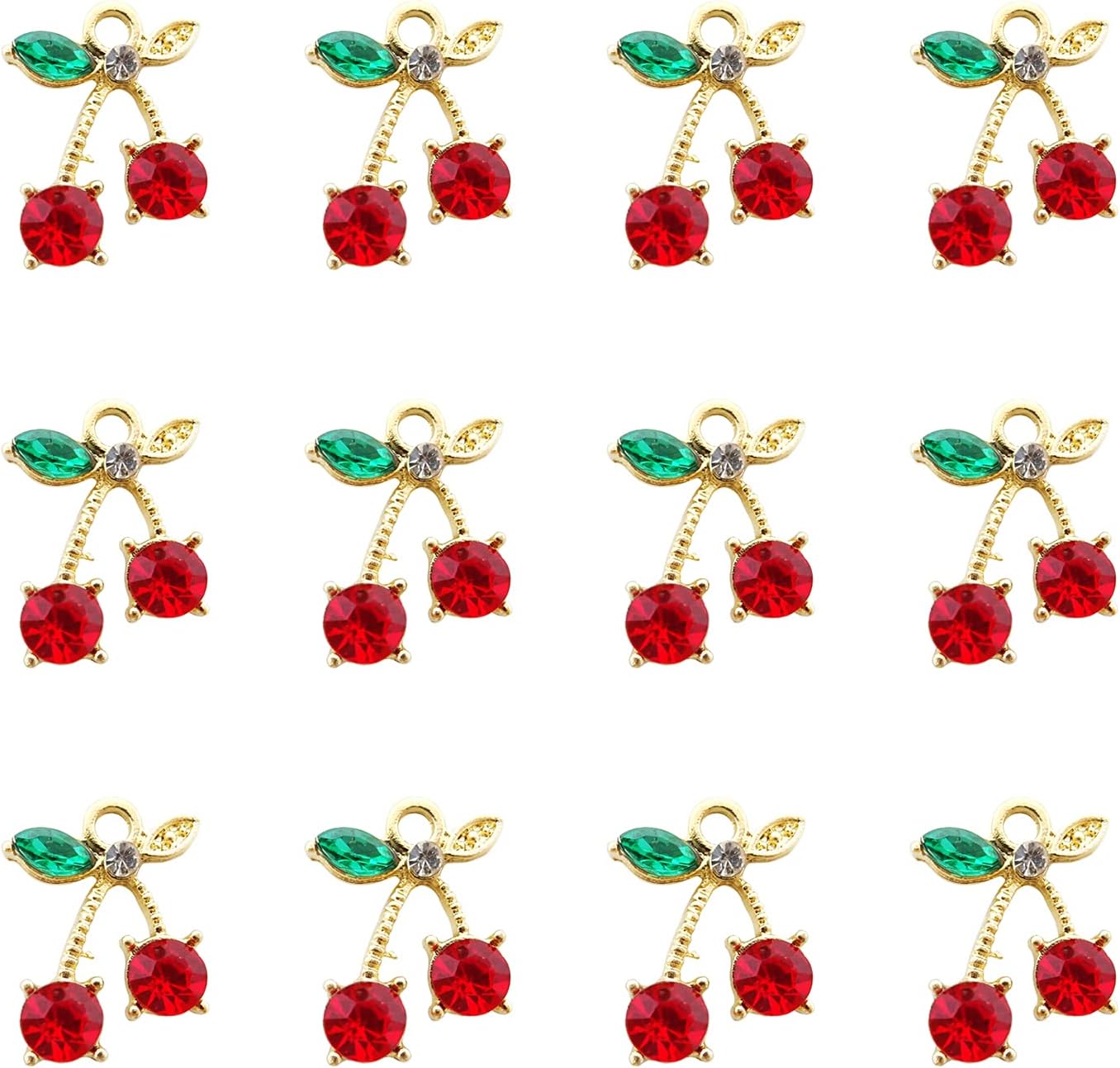 Amazon.com: AUEAR, 30 Pack Red Cherry Pendant Charms Fruit Rhinestone ...