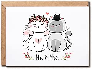 Amazon.com : NHBDesigns Cats Wedding Card - Mr And Mrs Wedding Cats ...