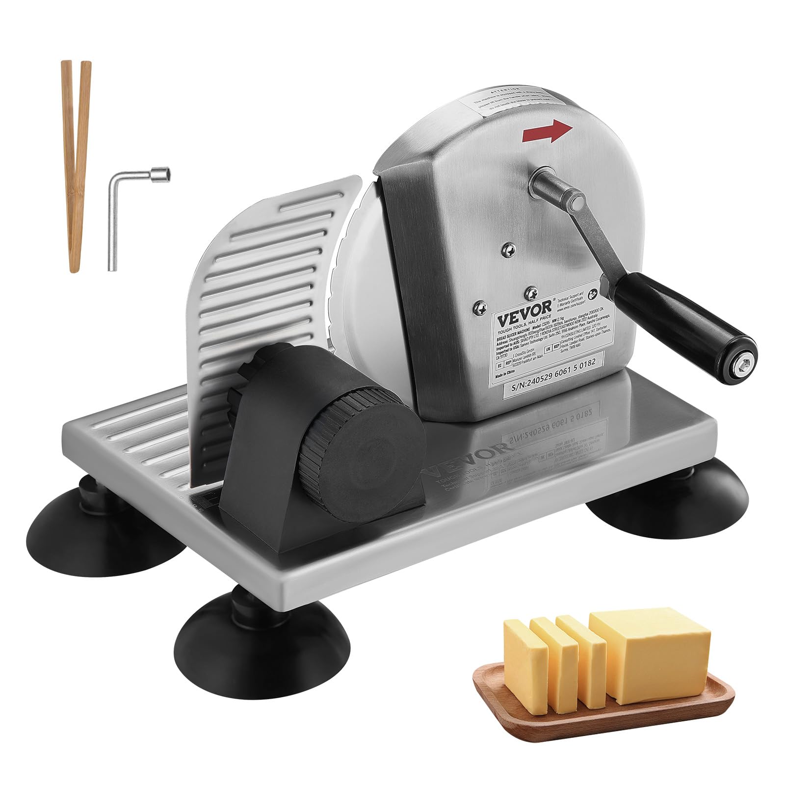 VEVOR Manual Bread Slicer, 0-6" Adjustable Thickness Cheeser Butter ...