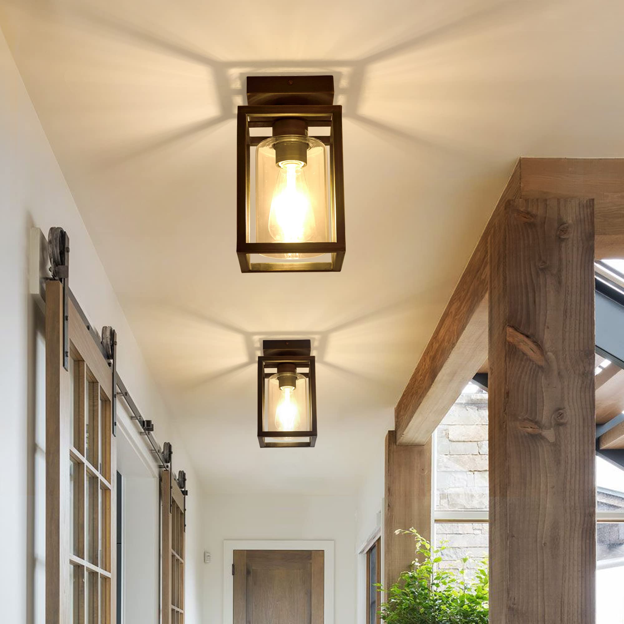 Mayful Semi Flush Mount Ceiling Light Fixture, Bronze Metal Frame ...