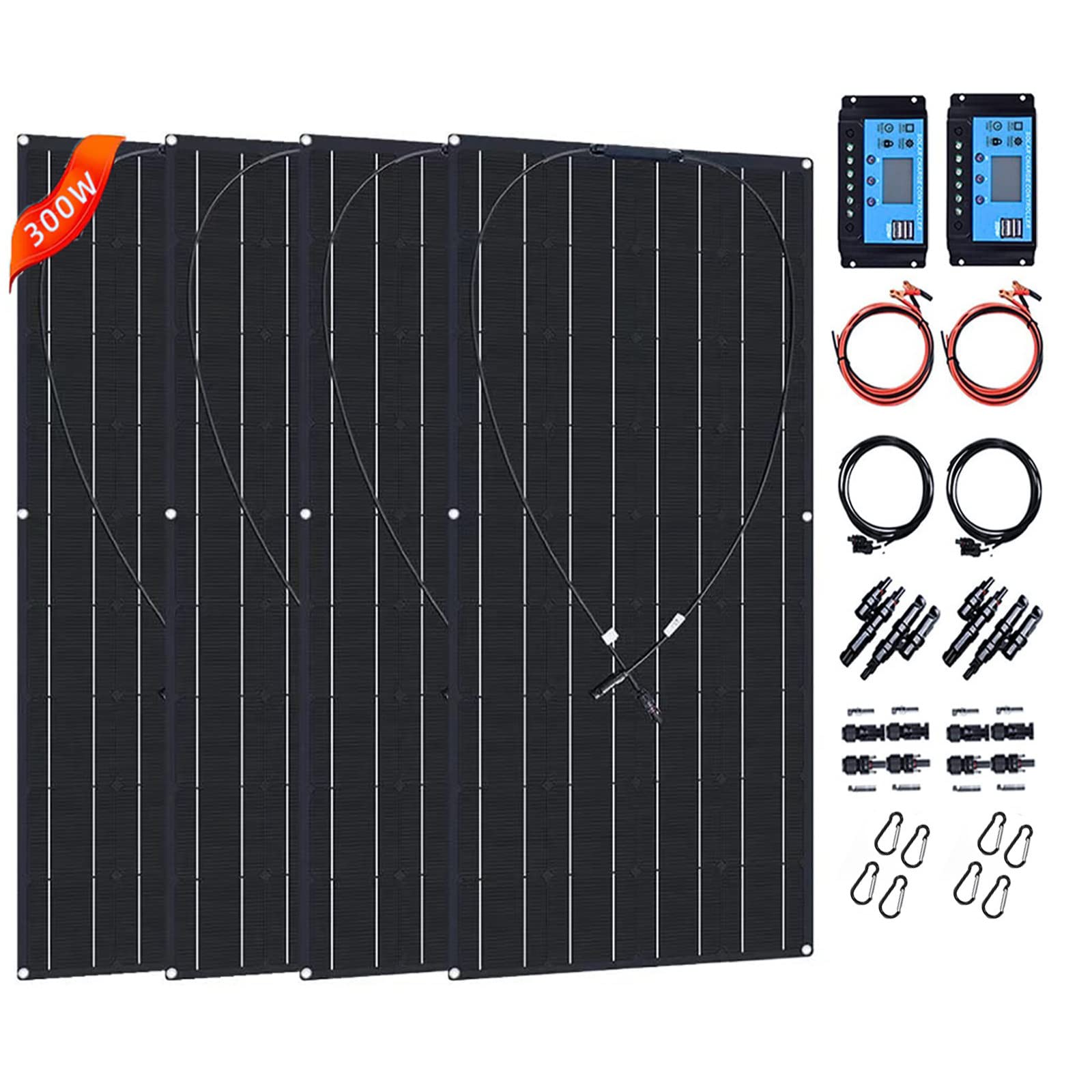 Buy 1200 W Flexible Solar Panels Kit,18 V 4 x 300W Monocrystalline ...