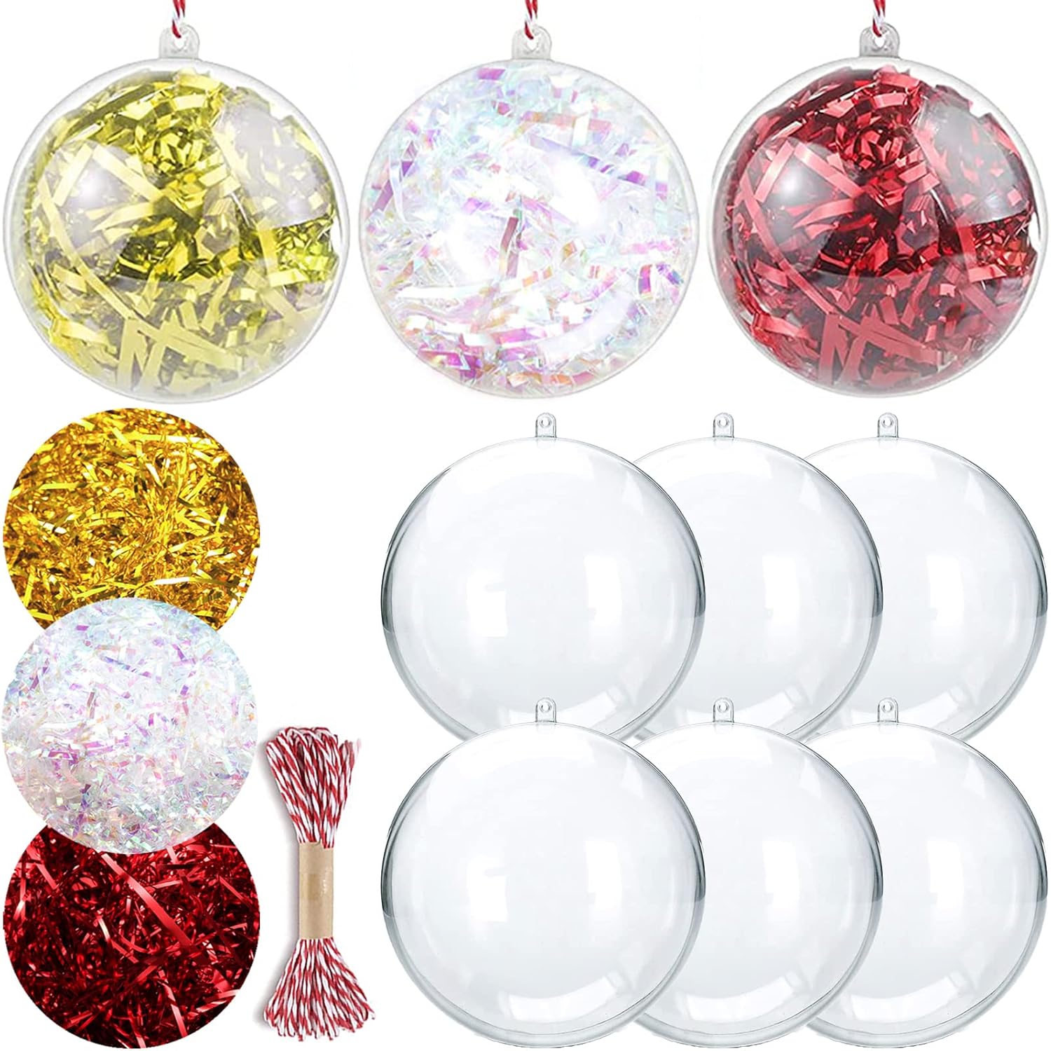 20 Pcs Christmas Ornament Balls Clear Plastic Fillable Ornament Ball ...