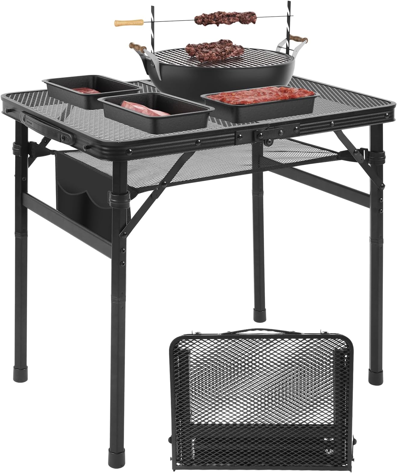Amazon.com: Pnbfhn Folding Grill Table, 3x2 FT Portable Camping Table ...