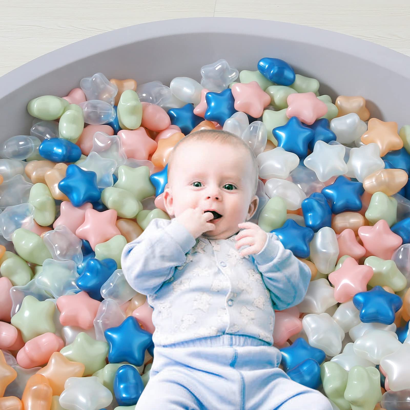 Snapklik.com : Soft Plastic Ball Pit Stars, 100pcs Plastic Toy Balls ...