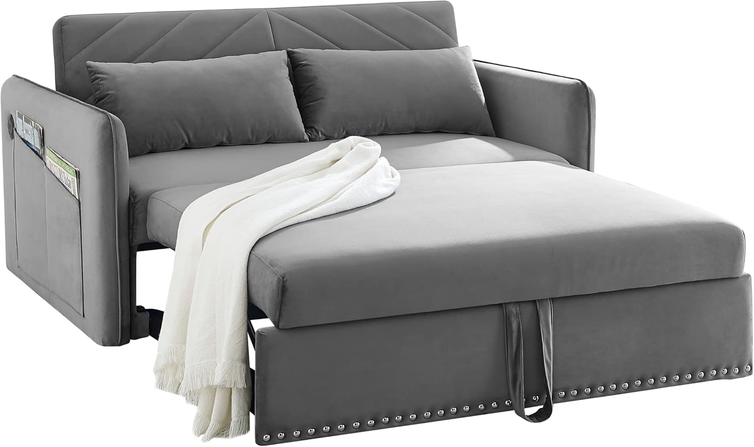 Amazon.com: EcoDec 55 Inch 3 in 1 Convertible Sleeper Sofa Couch, Modern Velvet Loveseat Pull ...