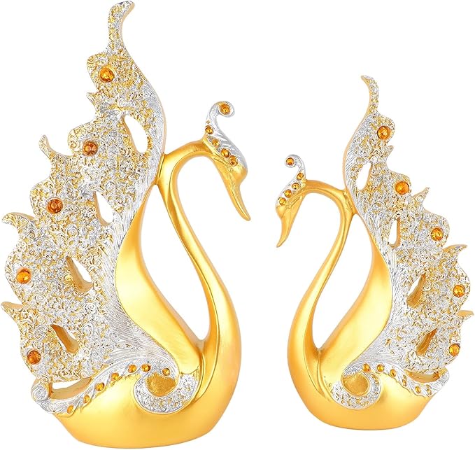Amazon.com: Dpofirs 2 Pieces Swan Sculpture, Decor Swan Table ...