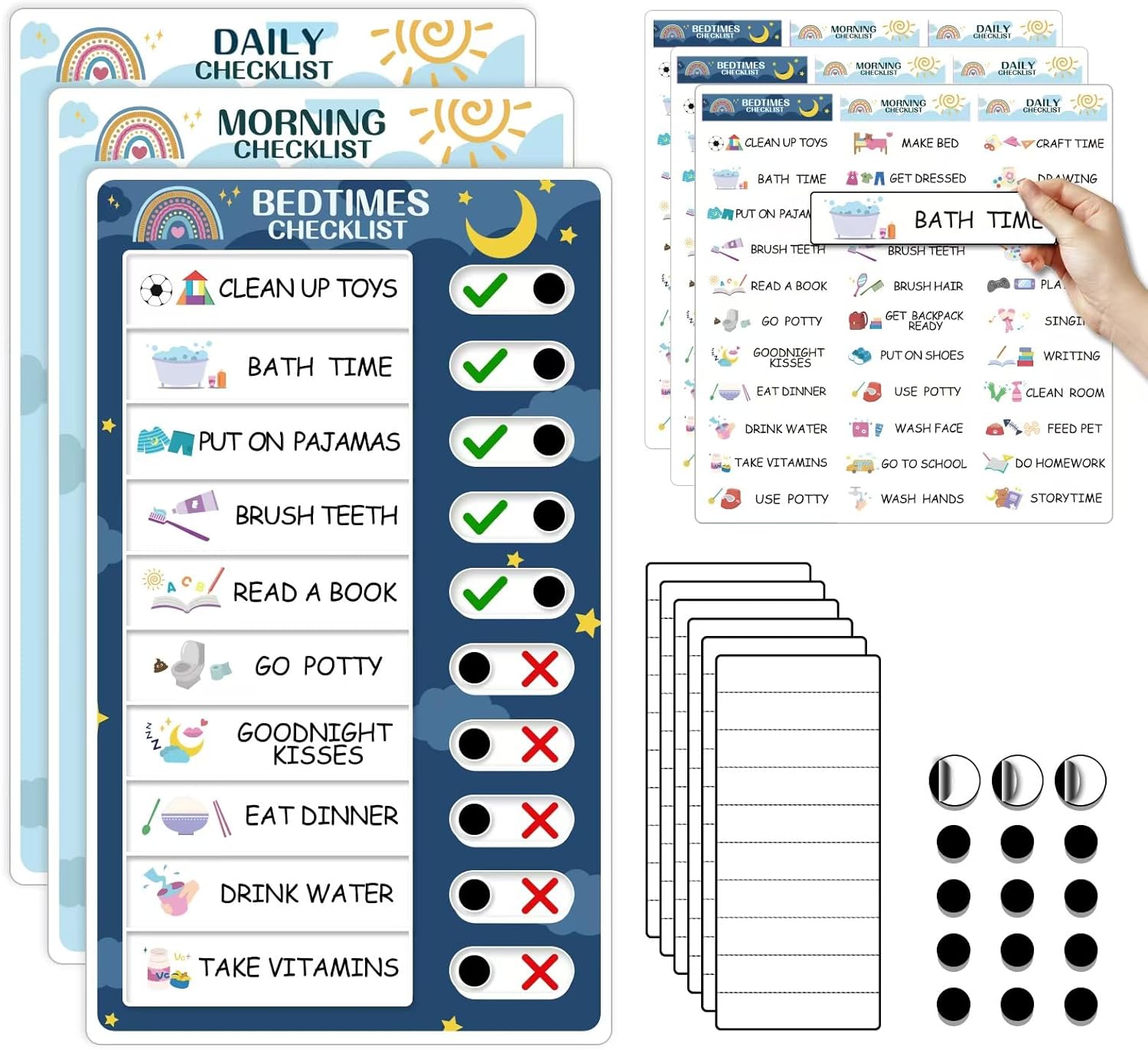 CustomMaster 3 in 1 Bedtime/Morning/Daily Routine Chart for Kids ...