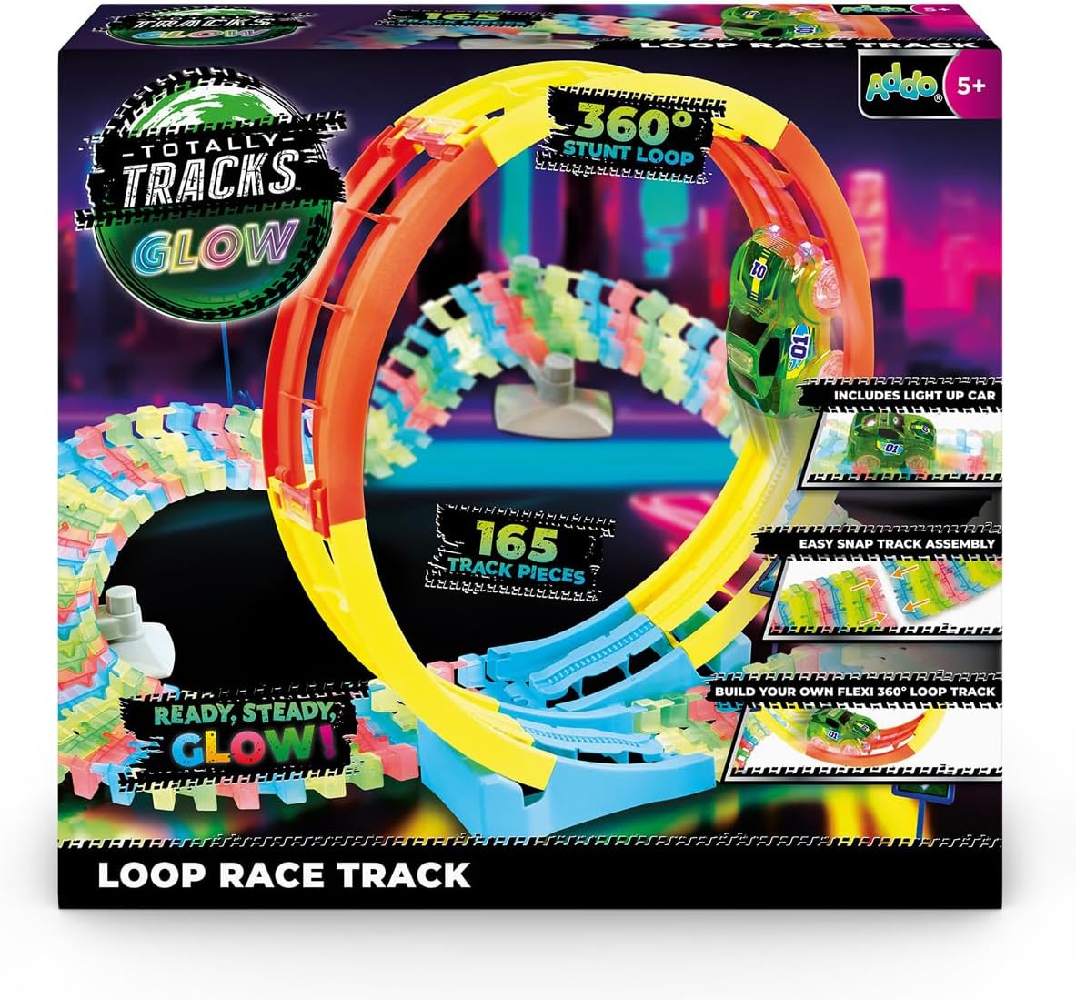 Totally Tracks Loop Race Track Set with Glow-in-the-Dark Cars - Kids ...