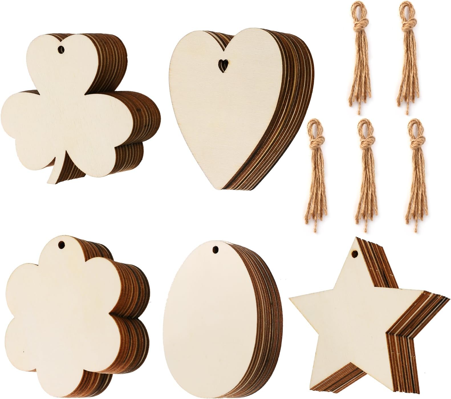 Amazon.com: Catephe Unfinished Wood Crafts, 36 Pcs Wooden Crafts to ...