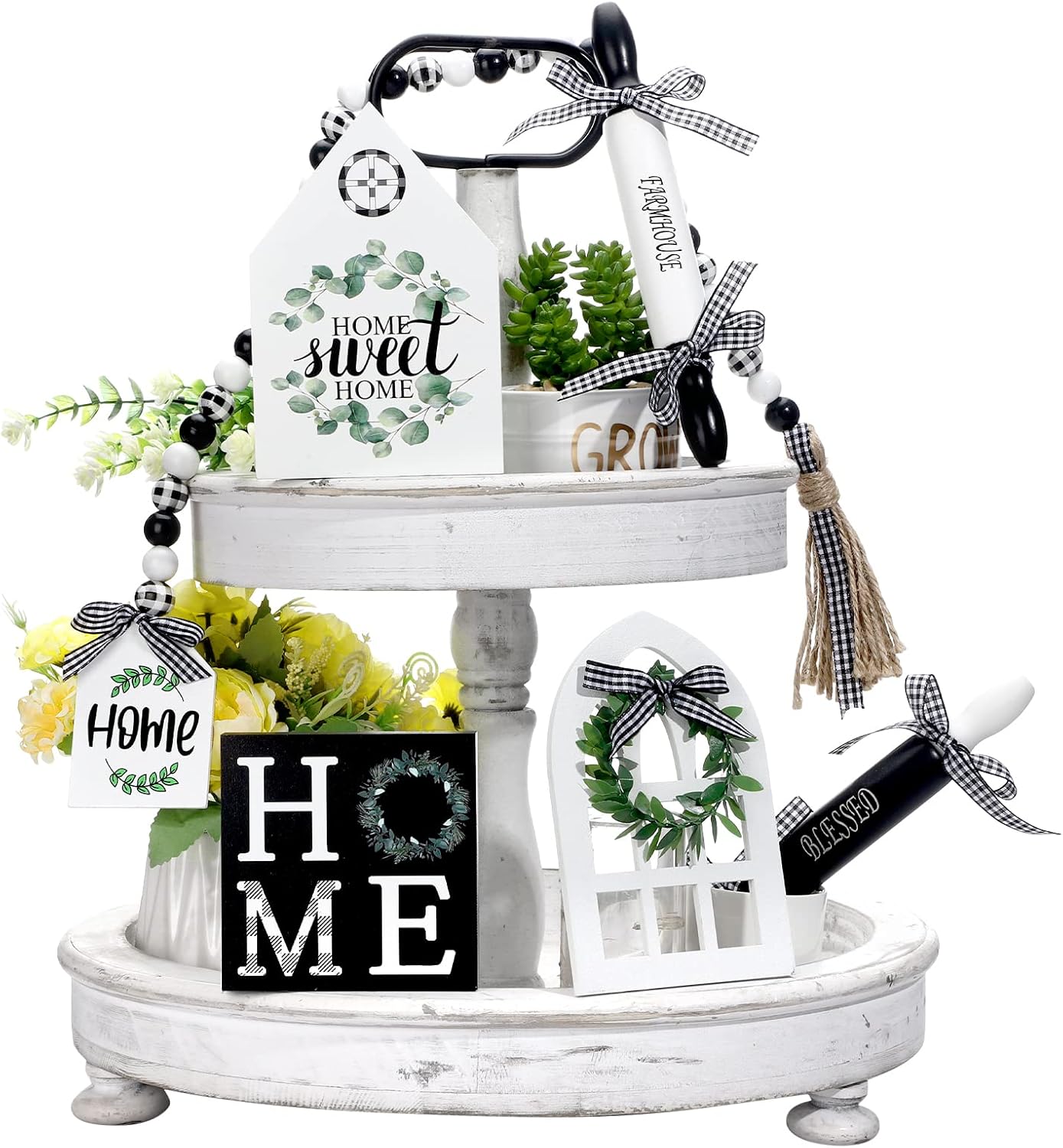 Amazon.com: 6 Pieces Farmhouse Tiered Tray Decor Bundle Home Farmhouse ...
