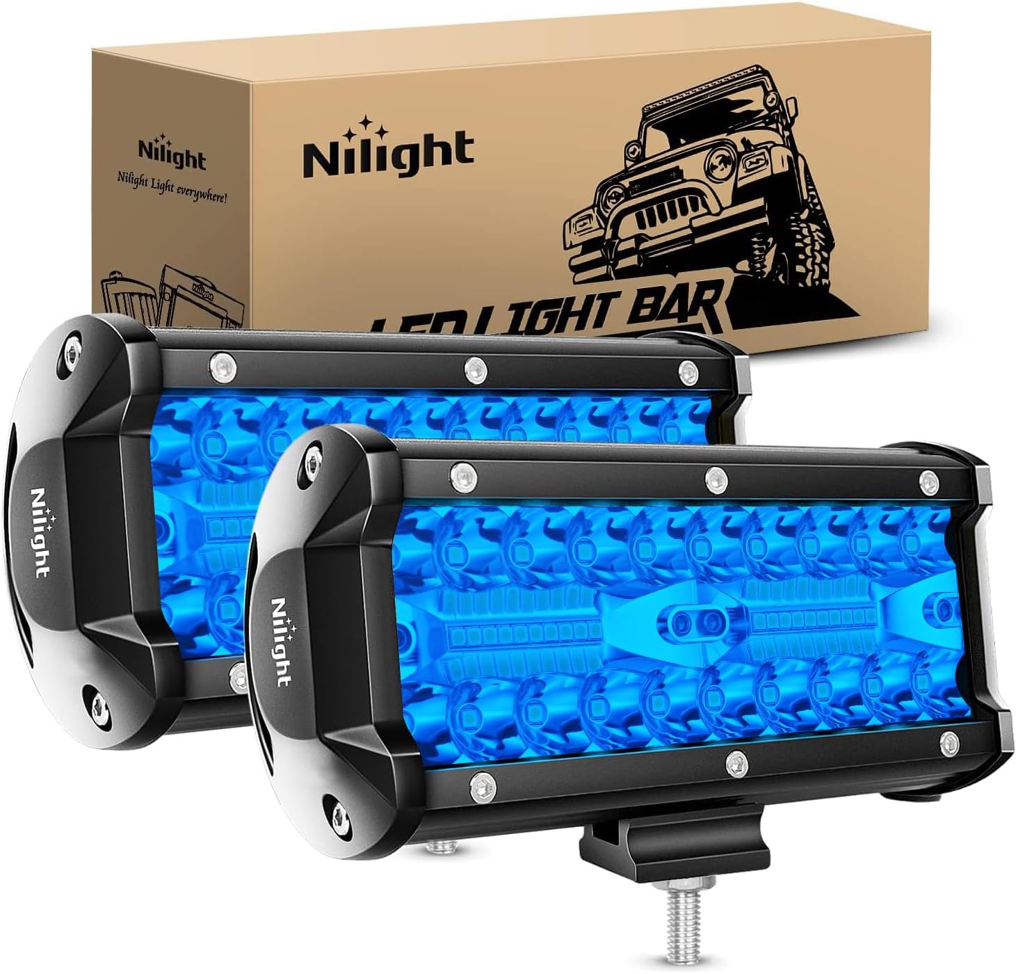 Brandclub - Nilight 6.5 inch LED Light Pod Blue Triple Row 2PCS 120W ...