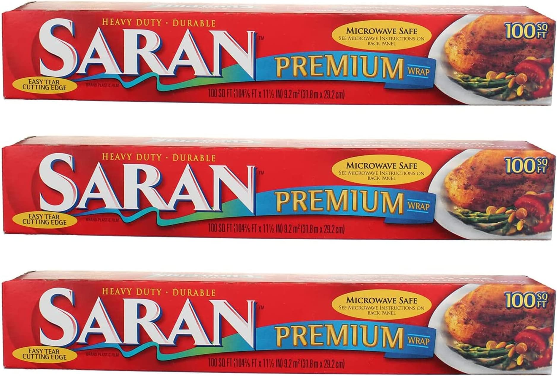 Amazon.com: Saran Premium Plastic Wrap, 100 Sq Ft (Pack of 3) : Health ...