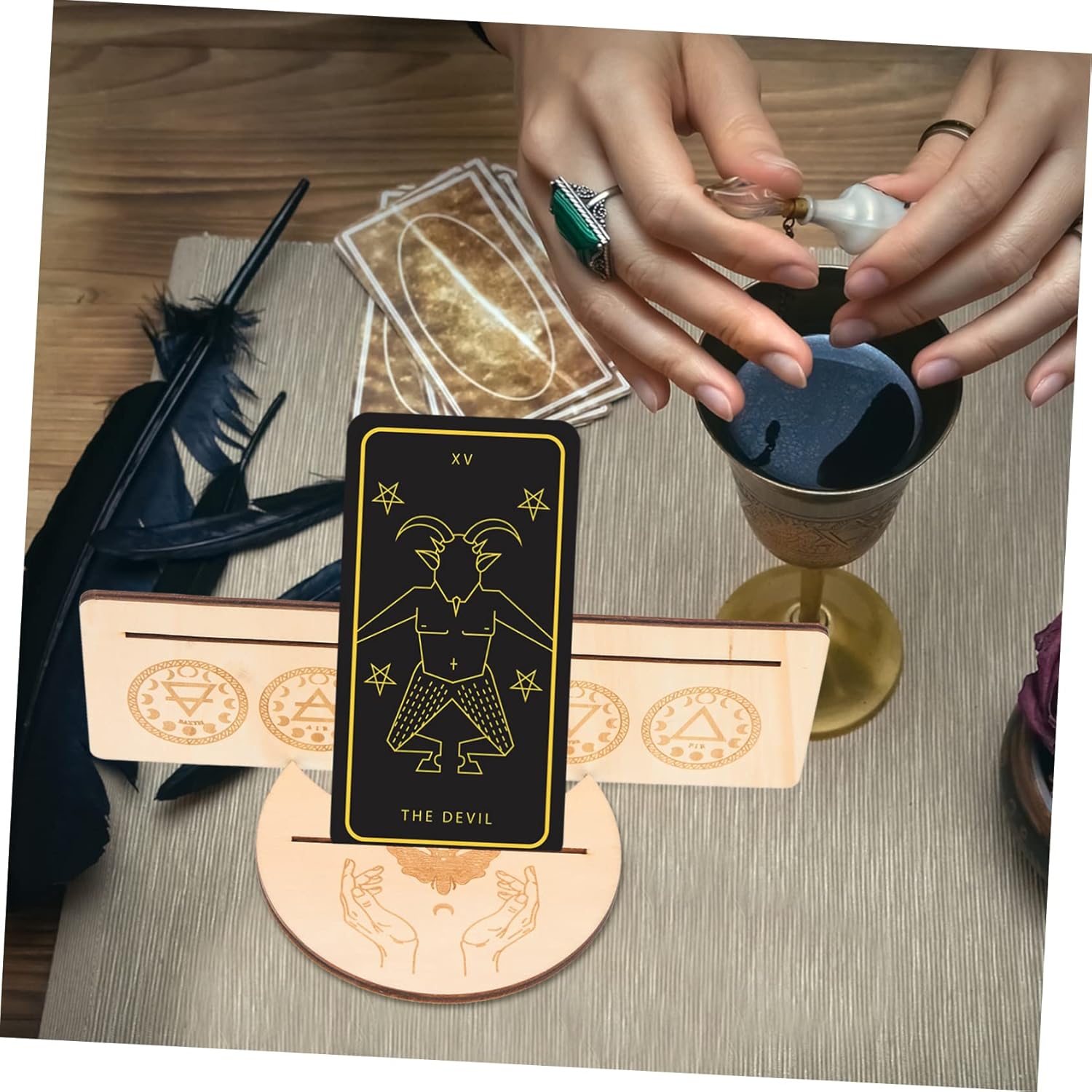 TOYANDONA 1 Unidades de madera rectangular Tarot cubierta Decoración ...