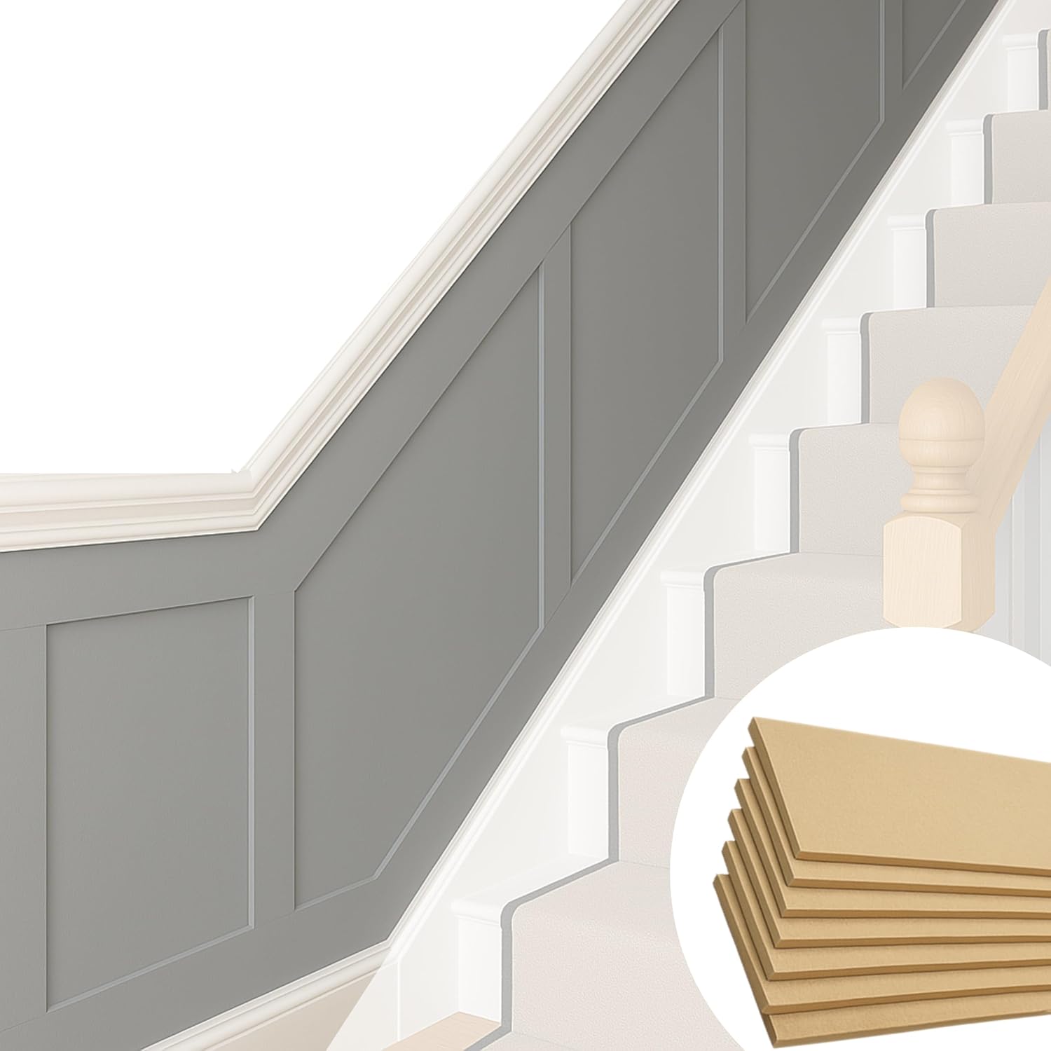 Stair Shaker Wall Panelling Kit – 12pcs MDF Slats (6X 100cm + 6X 50cm ...