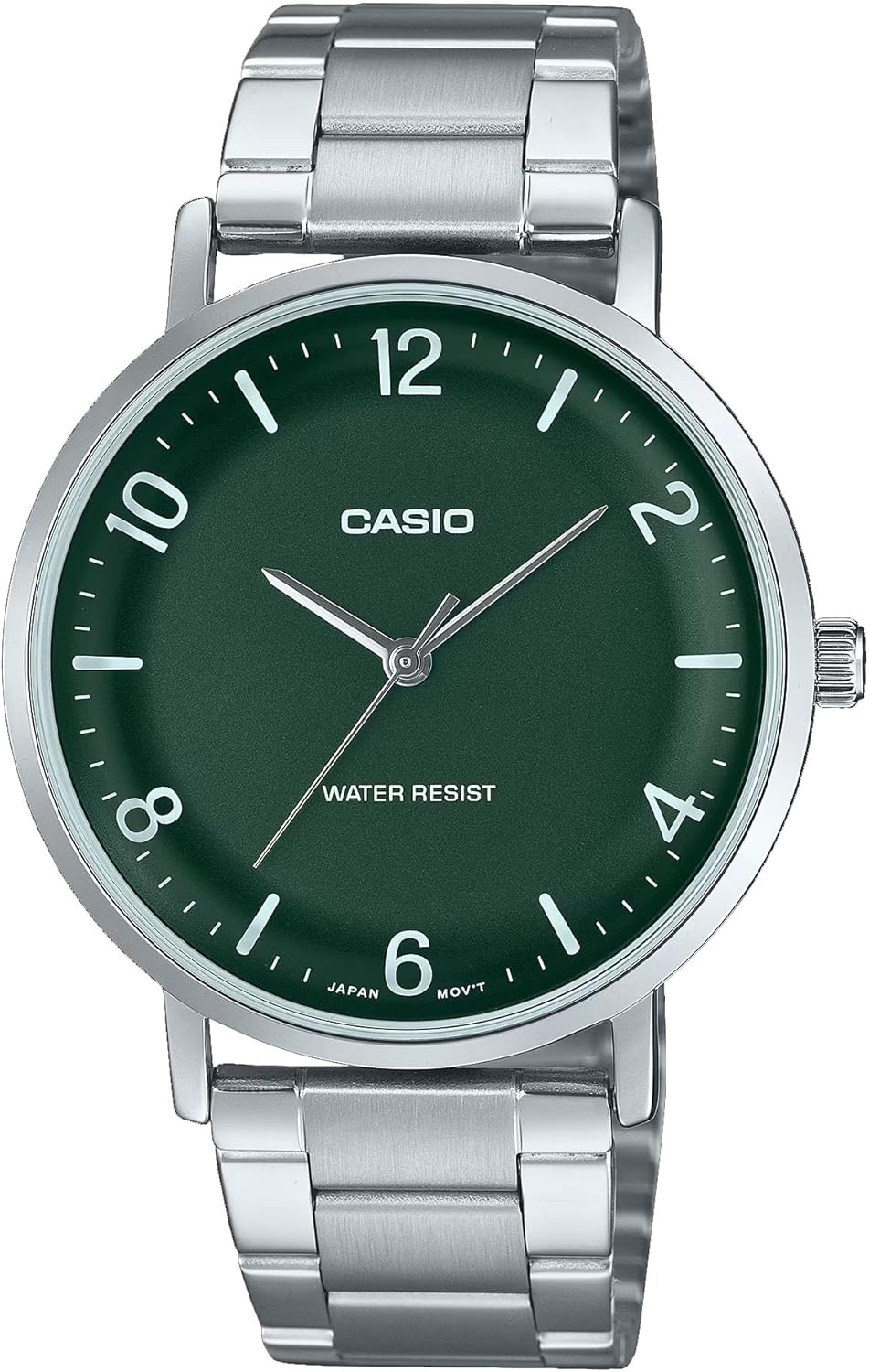 Amazon.com: Casio MTP-VT03D-3B Men's Minimalistic Stainless Steel Green ...