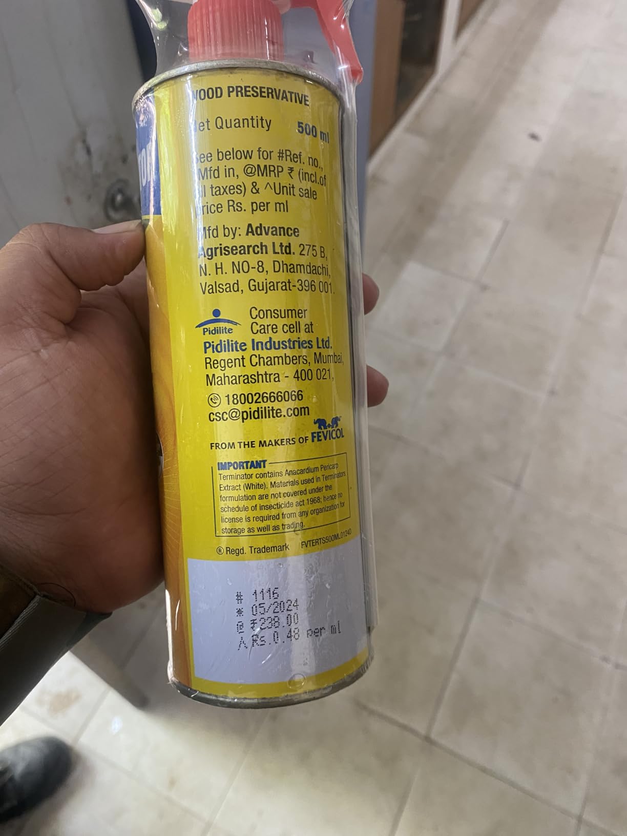 Pidilite Terminator Wood Preservative Spray For Termite - 500 ml ...