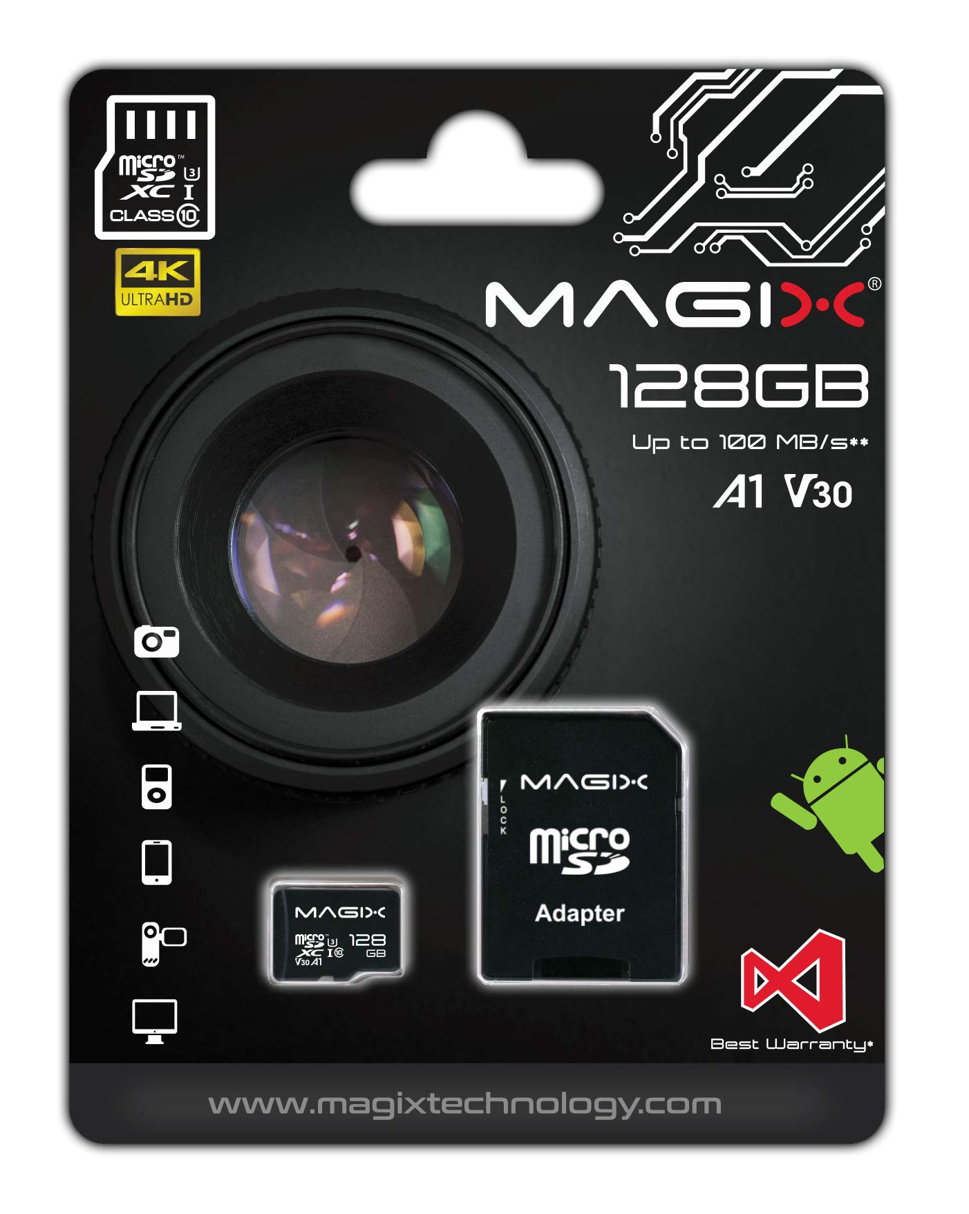 Magix 128GB microSD Card Class10 V30 U3, Read Speed Up to 95 MB/s, 4K ...