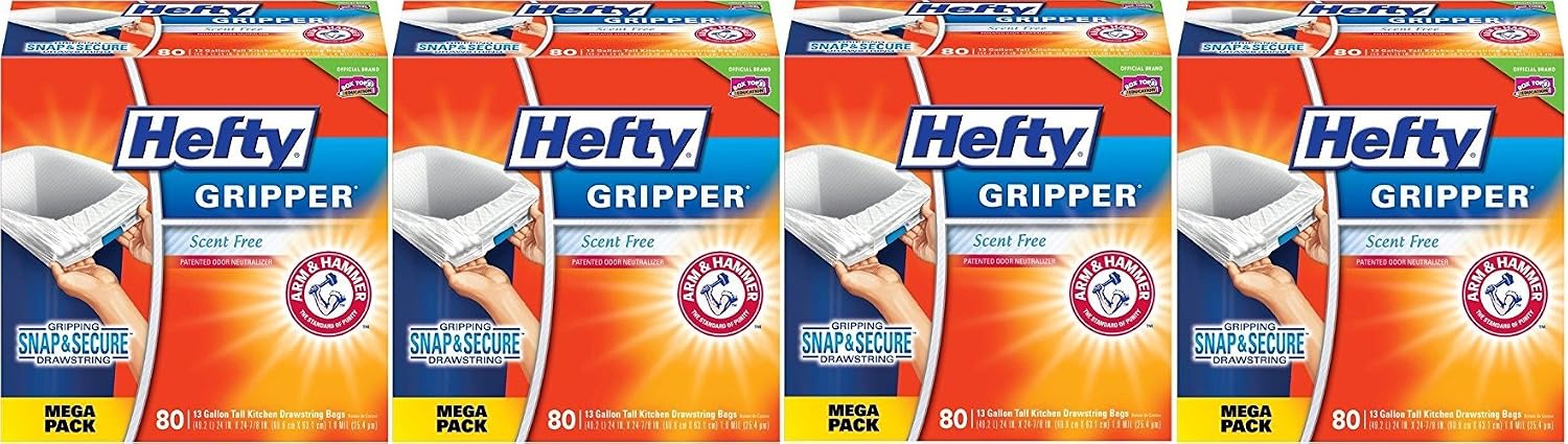 Amazon.com: Hefty Gripper Trash Bags (Tall Kitchen Drawstring, 13 ...