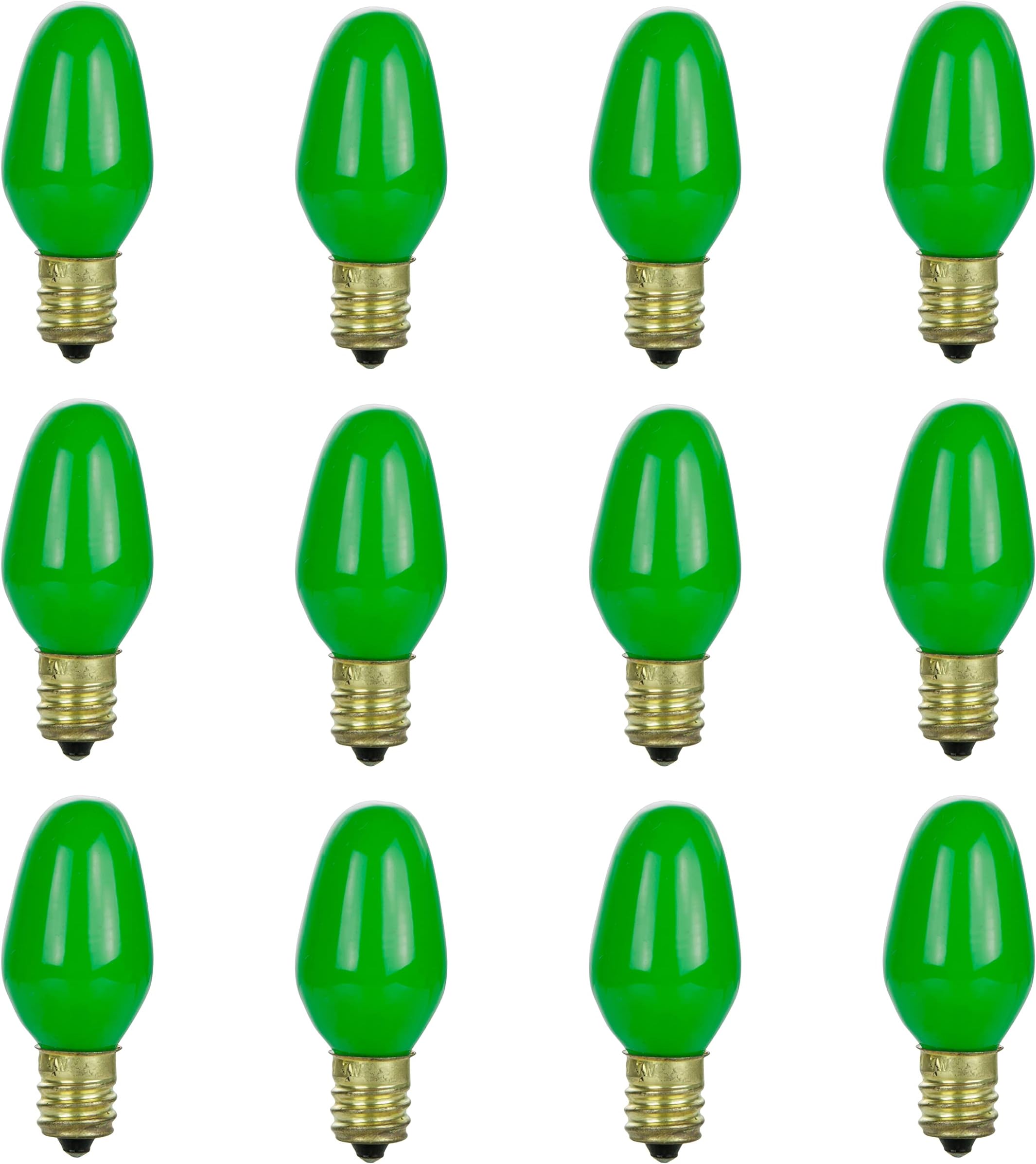 EZLS C7 Green LED Bulbs - 5 Pack Smooth Lens Green Transparent C7 ...