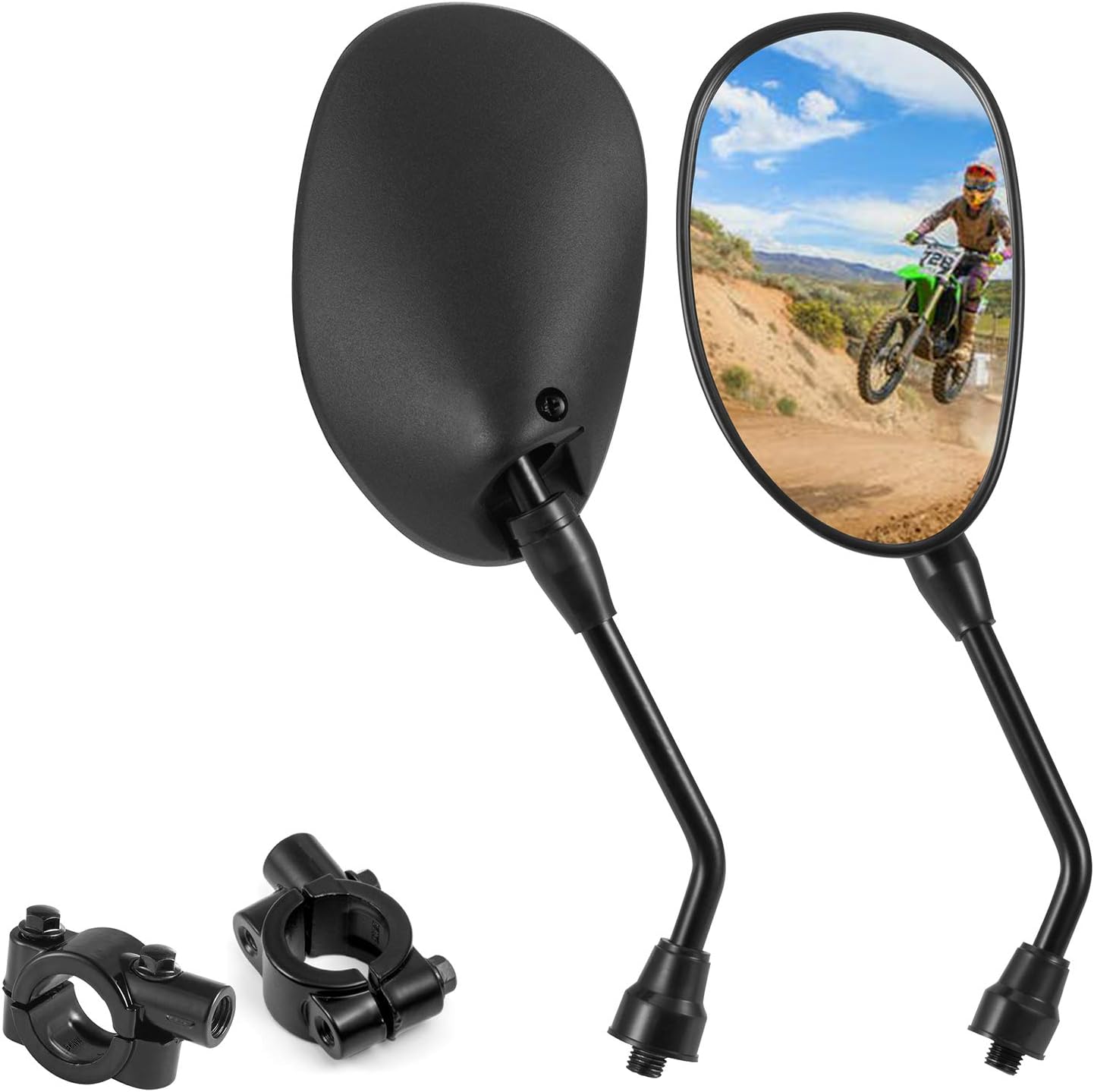 Amazon.com: XYZCTEM Black Motorcycle Side Mirrors Long Stem adjustable ...