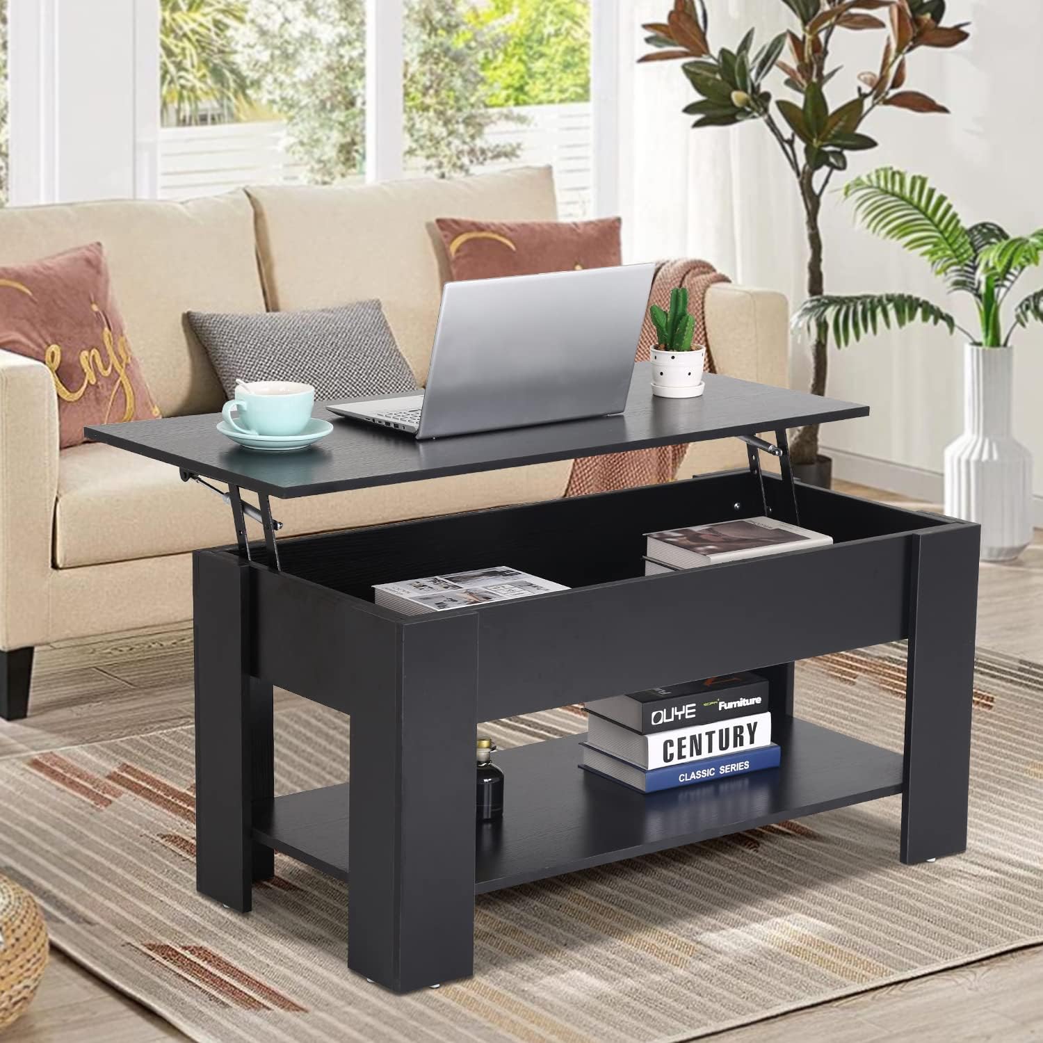 Amazon.com: Lift Top Coffee Table with Hidden Compartment and Storage ...