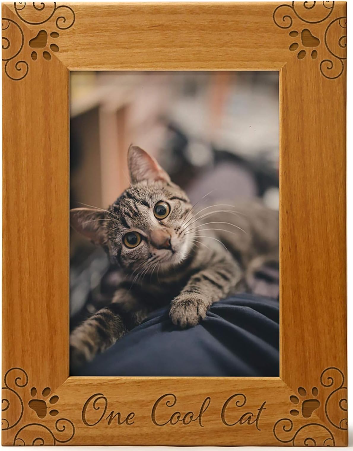 Amazon.com - Isaac Jacobs Black Wood Sentiments Cat “Meow” Picture ...