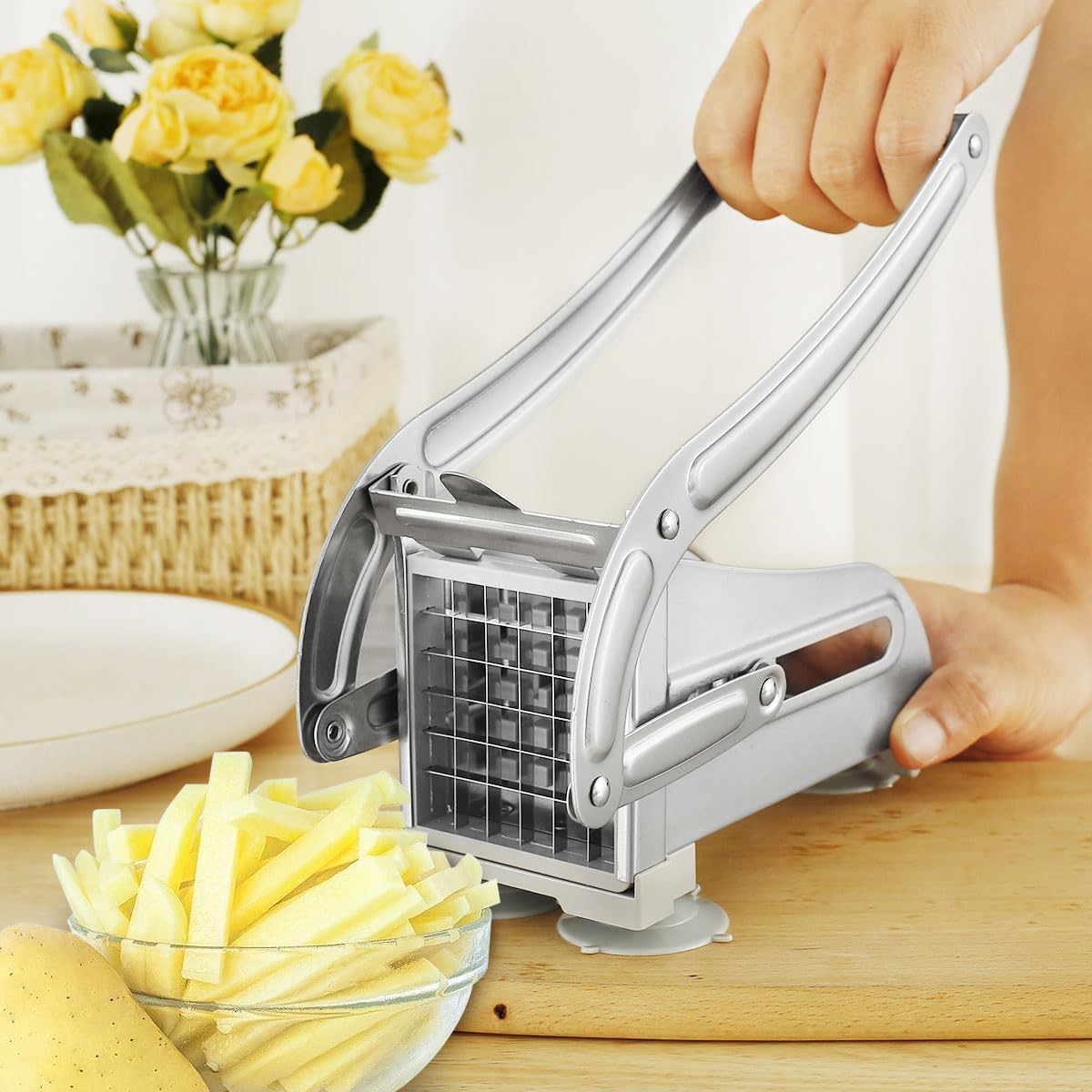 Amazon.com: French Fry Cutter Stainless Steel Potato Chipper Fast ...