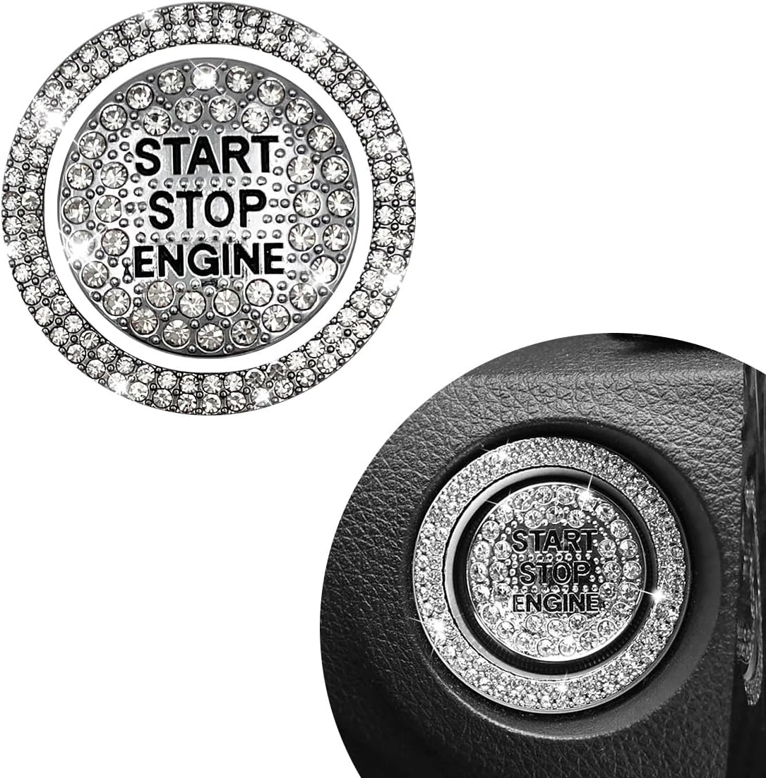 Amazon.com: povtii Bling Car Push Start Button Sticker, Sparkling ...