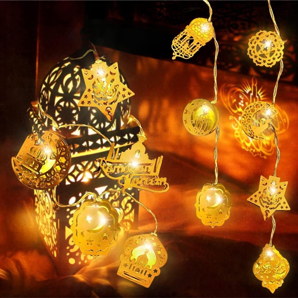 Ramadan String Lights, Eid Moon Star Kerosene Lantern Lamp, 5.56 Feet ...