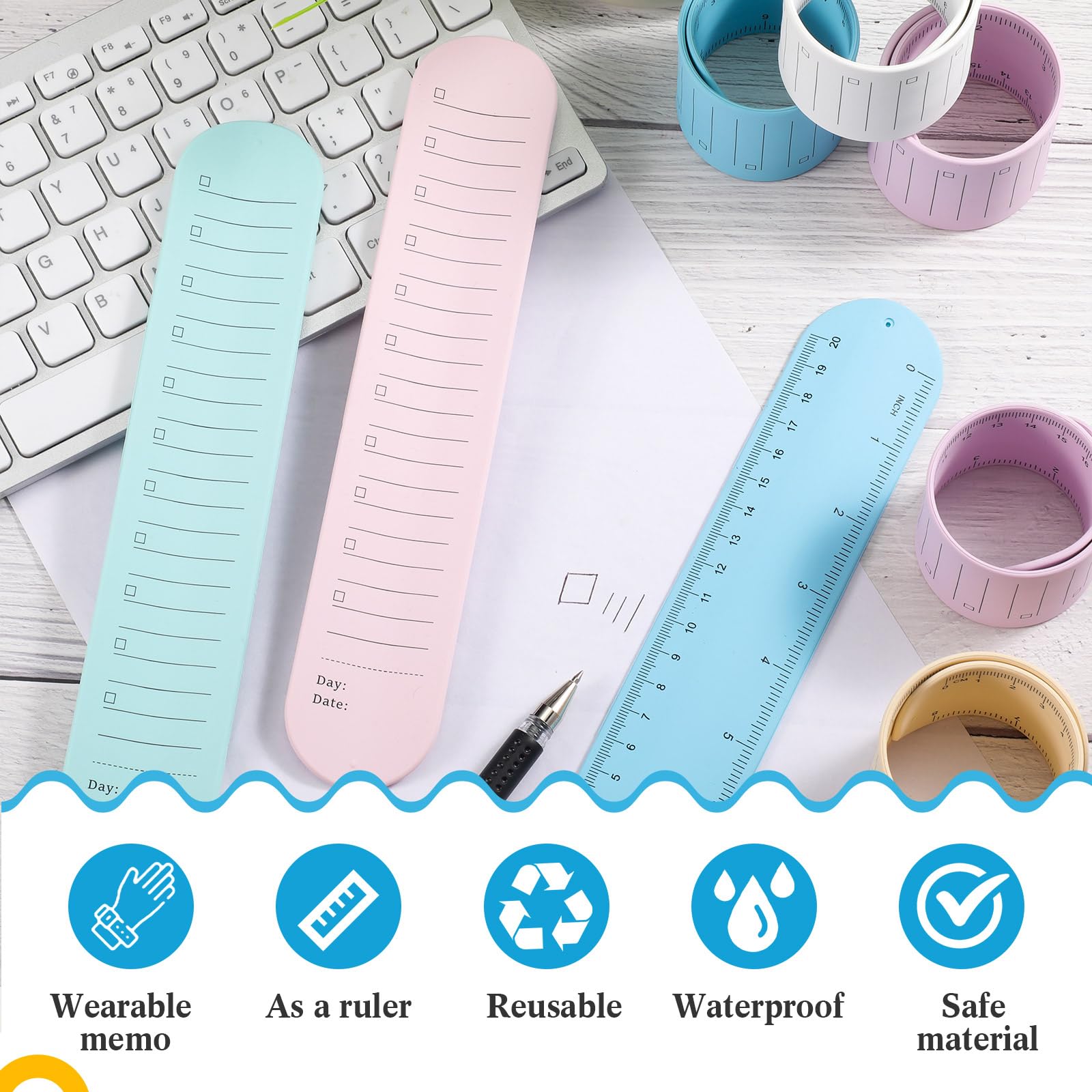 Reusable Slap Bracelet Waterproof HARFINGTON Silicone Memo Wrist Band ...