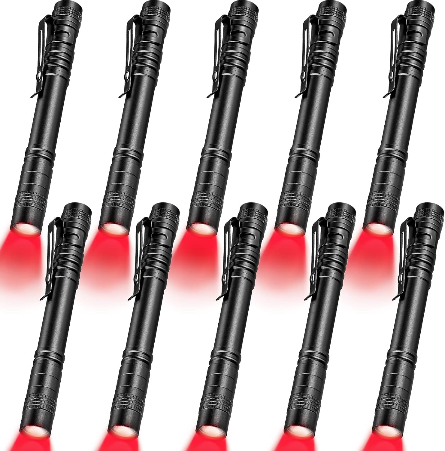 10 Pcs Red Flashlights Pen Torch Light Single Mode Red Light Flashlight ...