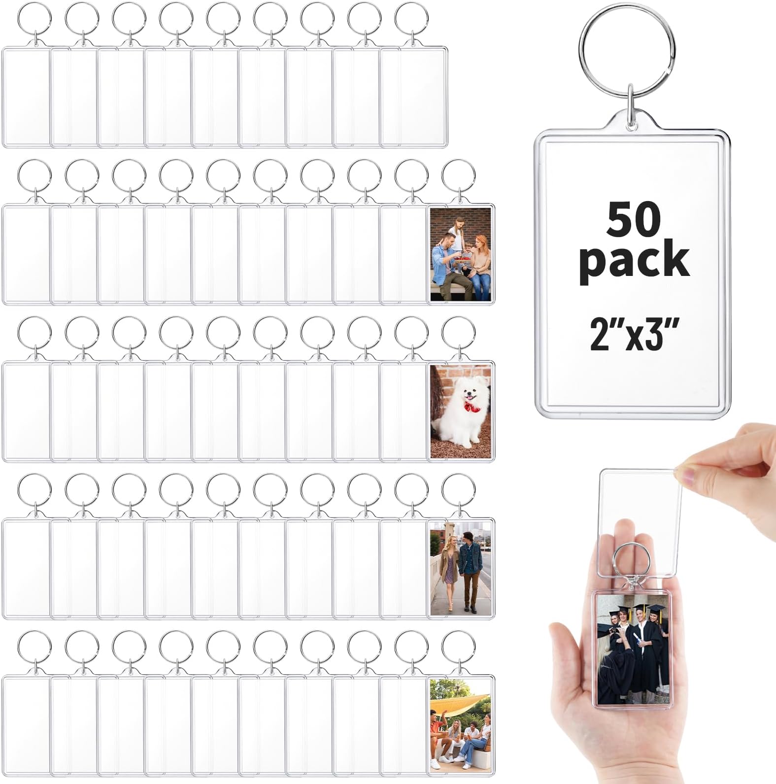 Amazon.com: ZJJZGYXINTAI 50 Pcs Photo Keychain 2 x 3 inch, Acrylic ...