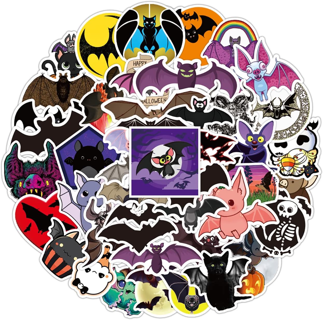 POPNWOW Cute Bats Stickers 50 pcs for Kids Teen, Cartoon Animal ...