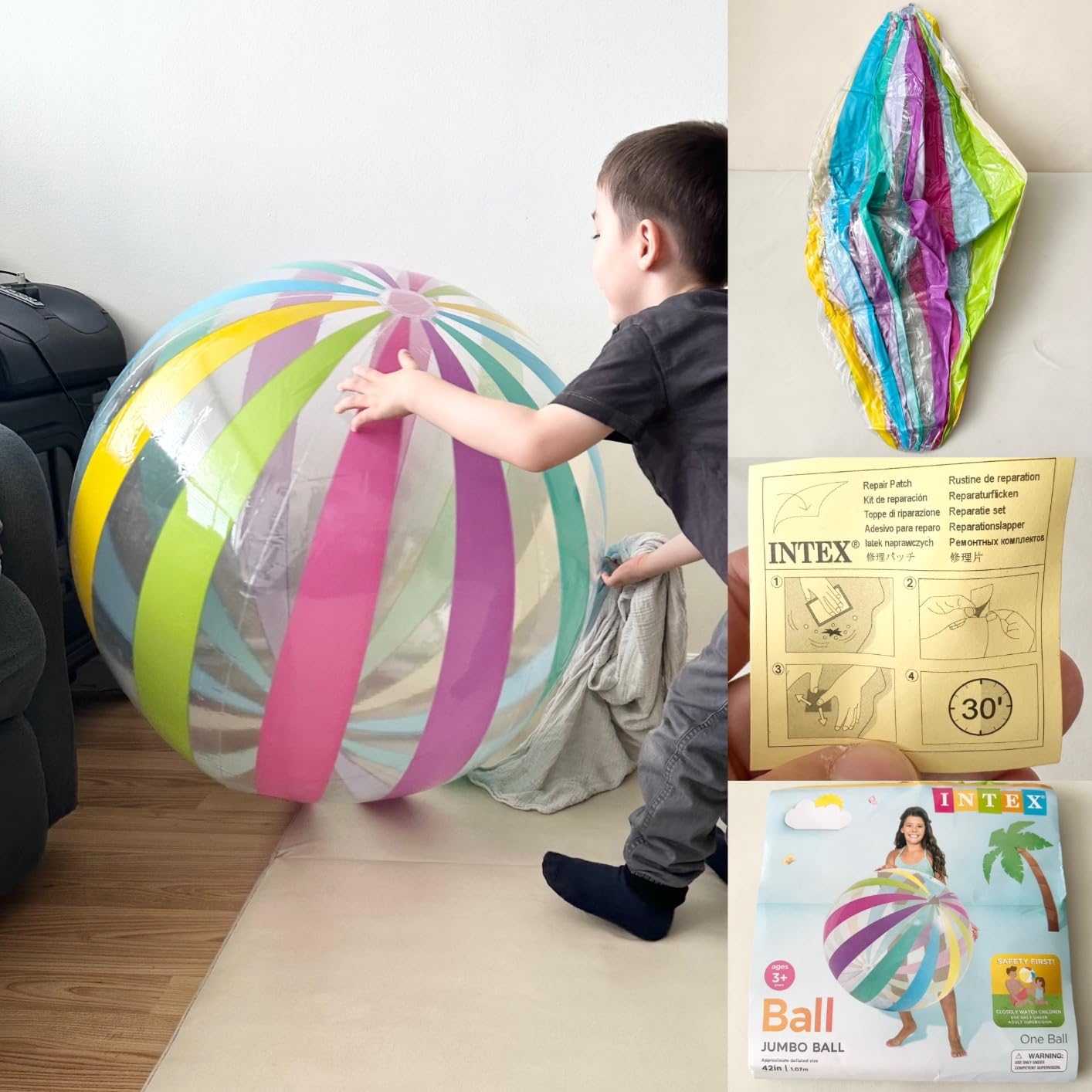 Jumbo Beach Ball 42 inch Inflatable Glossy Colorful Transparent PVC ...