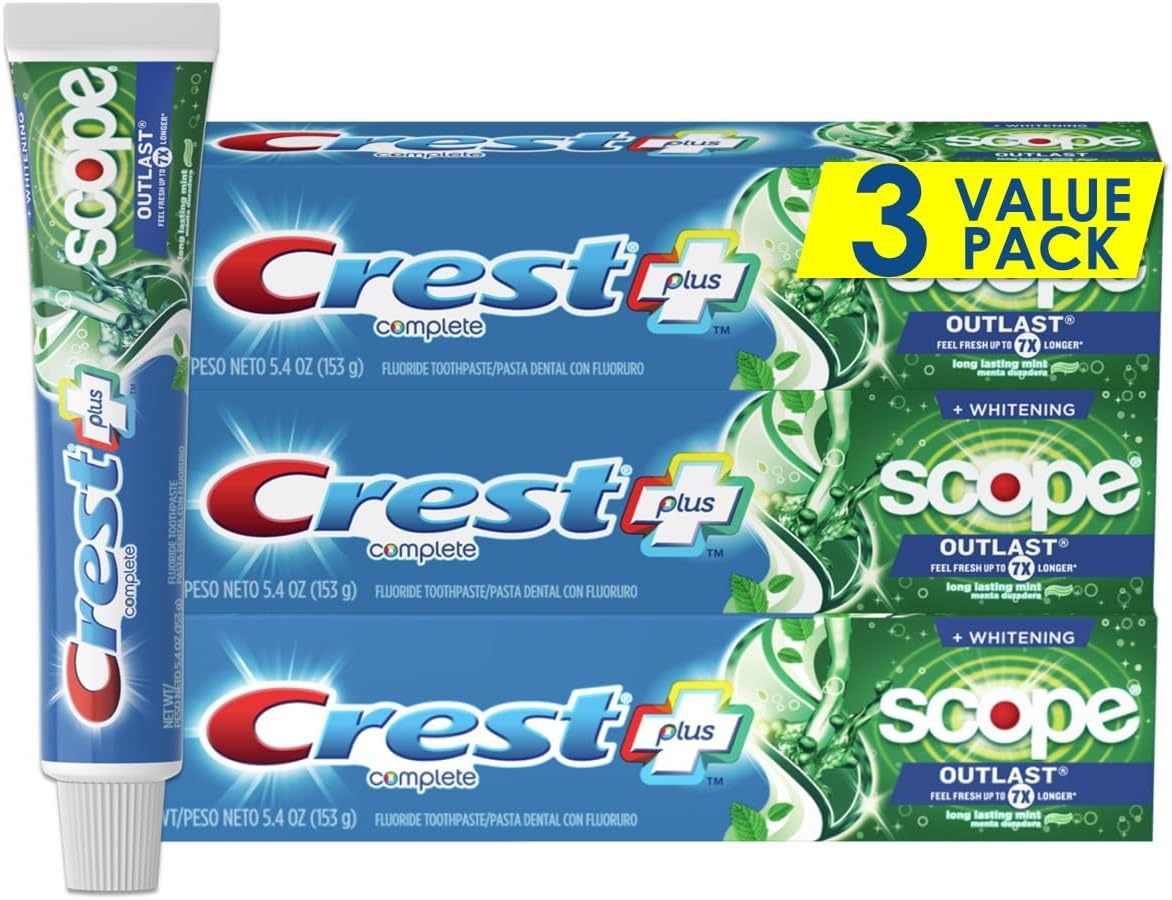 Crest Plus Scope Outlast Complete Whitening Toothpaste, Mint, 5.4 Ounce ...