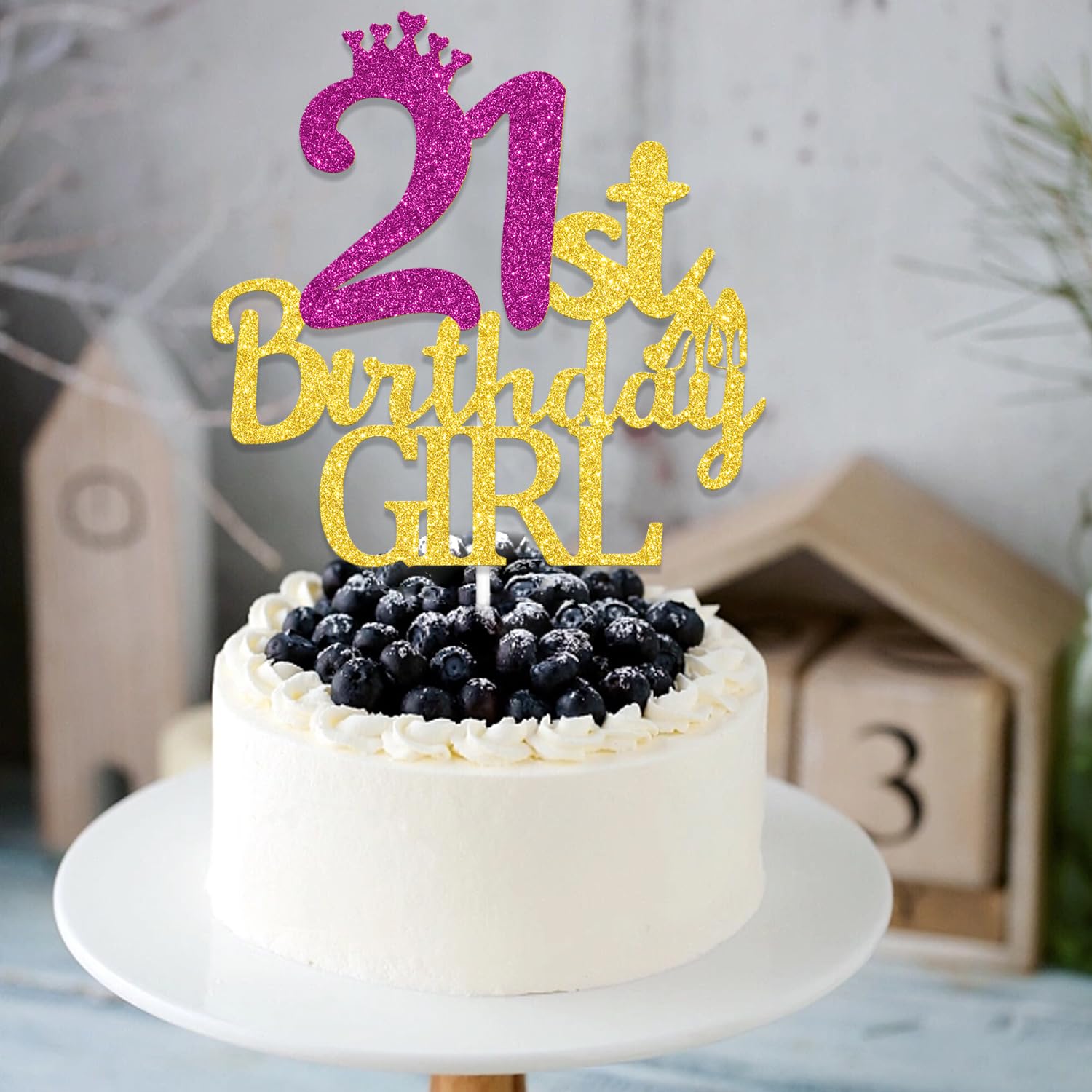 Snapklik.com : Rose Red Glitter 21st Birthday Girl Cake Topper, 21st ...